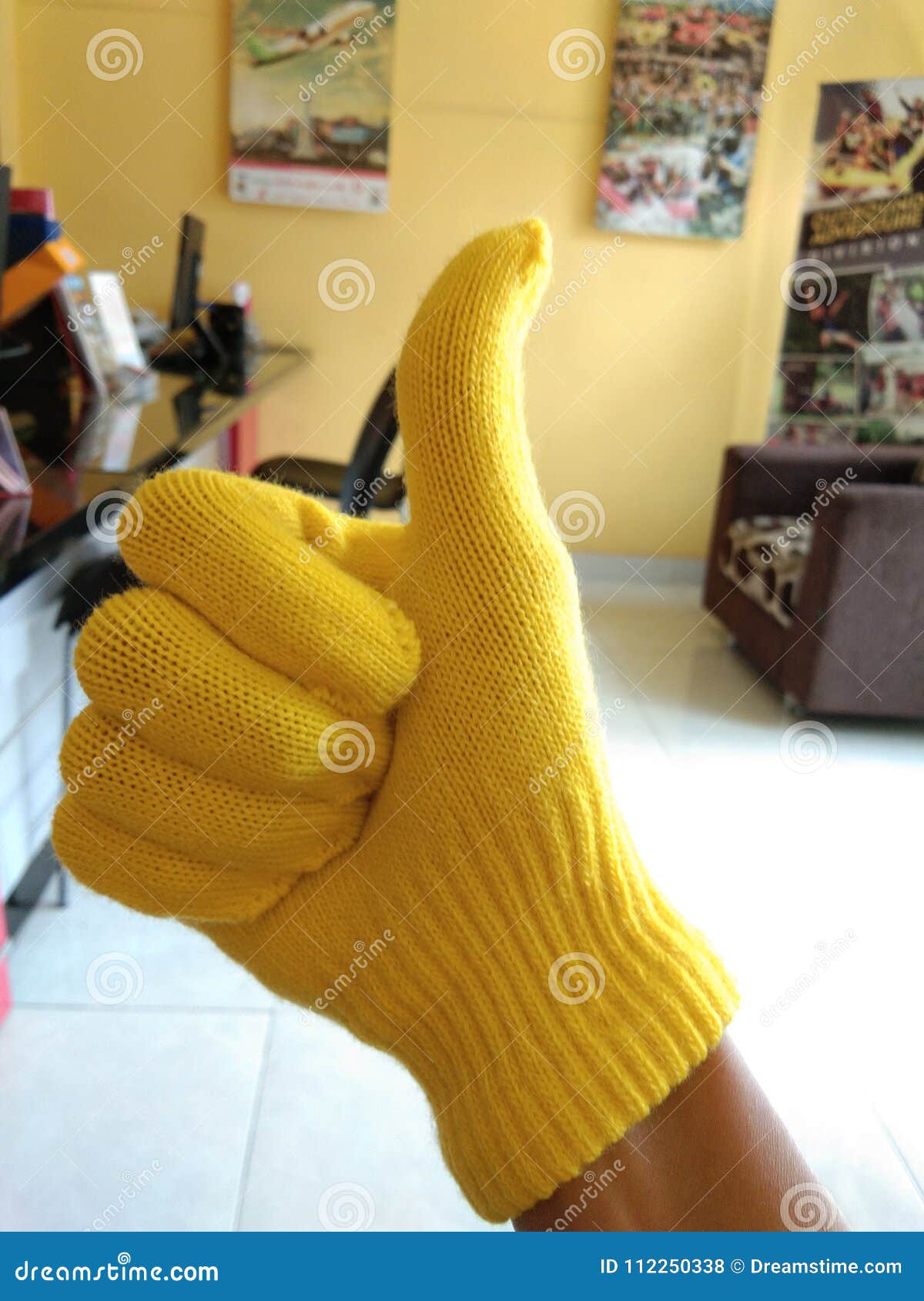 Yellow thumb stock photo. Image of yellow, awarness - 112250338