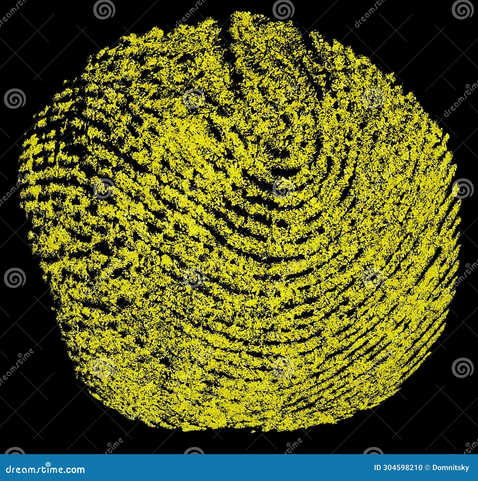 Yellow Thumbprint on Black Background. Dactylography Stock Photo ...