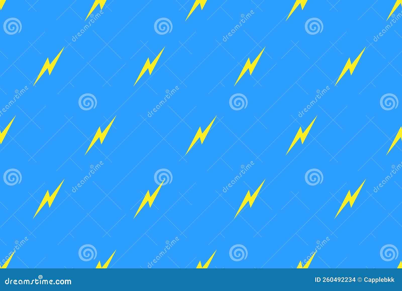 Yellow Thunderbolt on Blue Background Seamless Pattern Stock ...