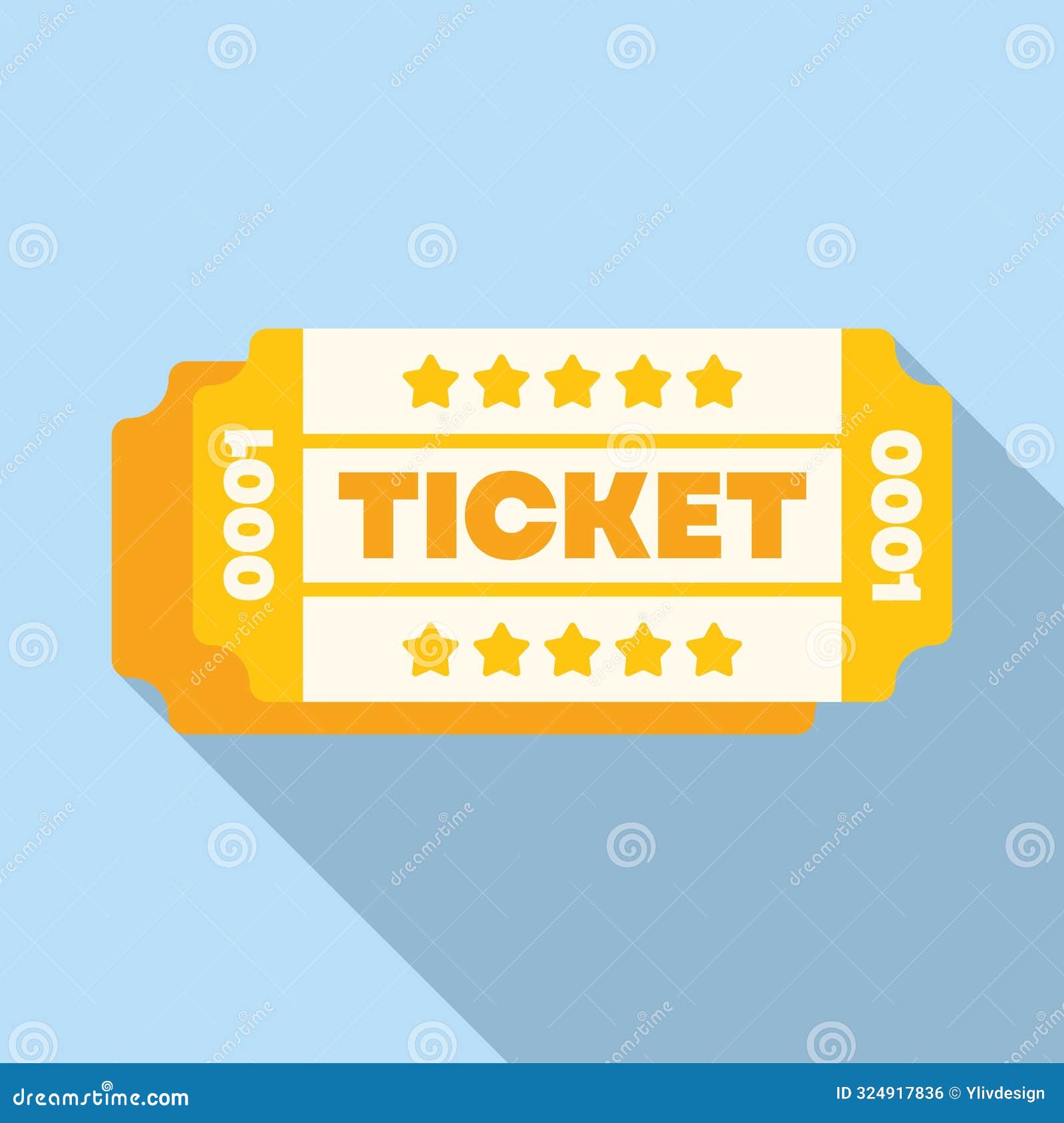 Yellow Ticket Granting Access with Five Stars Rating Stock Photo ...