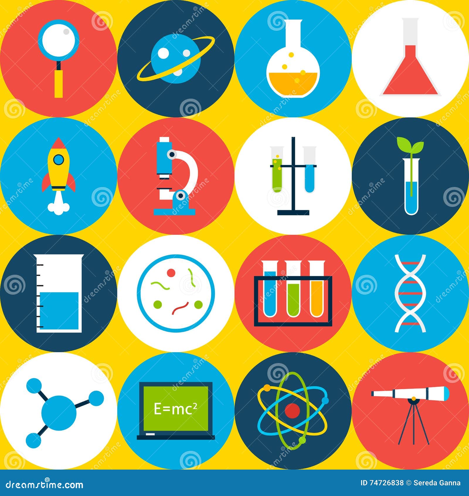 Yellow Tile Science Background Circles Stock Vector - Illustration of ...