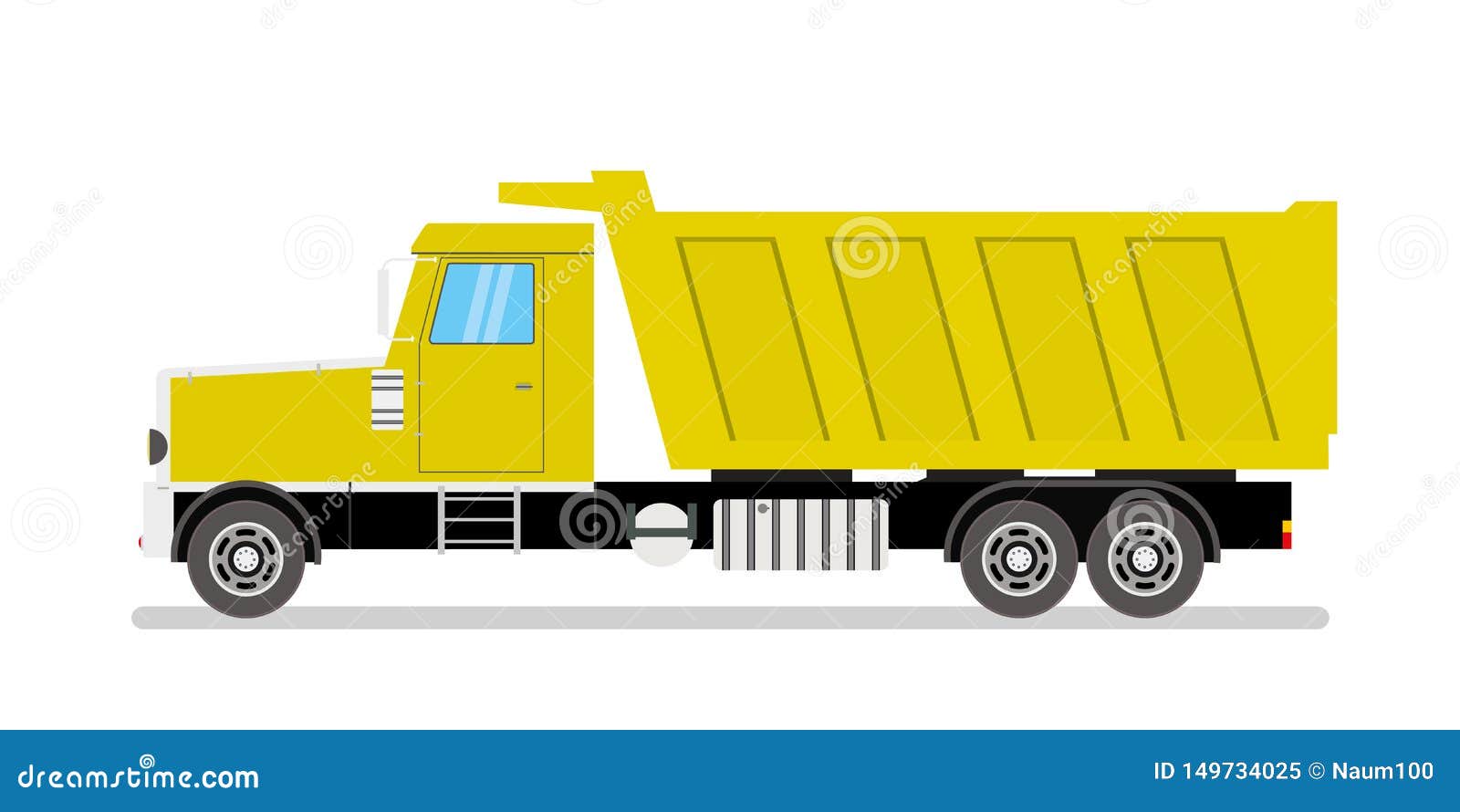 Yellow Tipper Truck Side View,isolated On White Background Cartoon ...