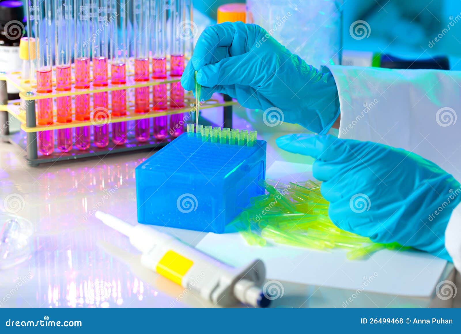 Yellow Tips for Automatic Pipette Stock Photo - Image of biotechnology ...