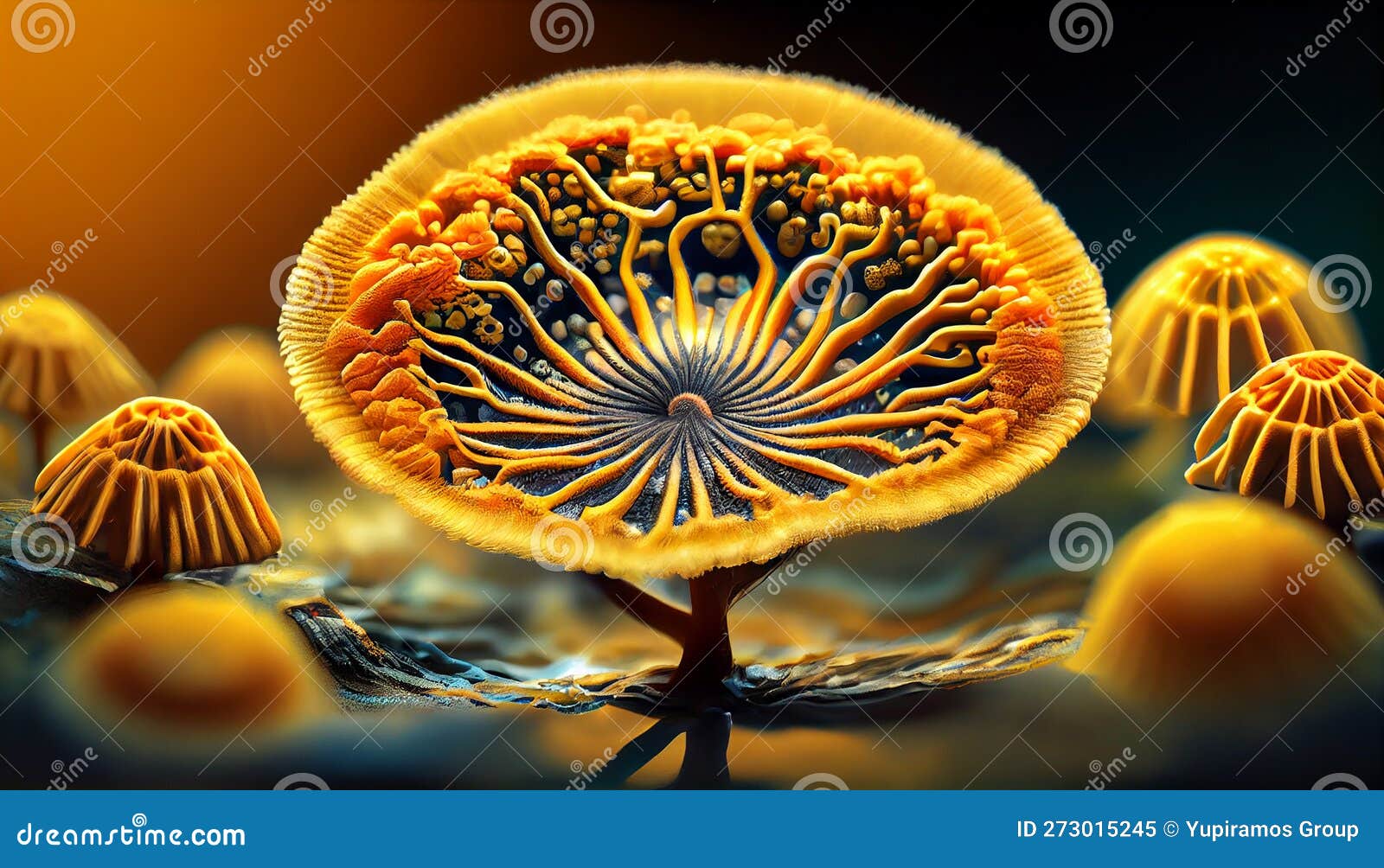 Yellow Toadstool Growth Underwater a Dangerous Macro ,generative AI ...