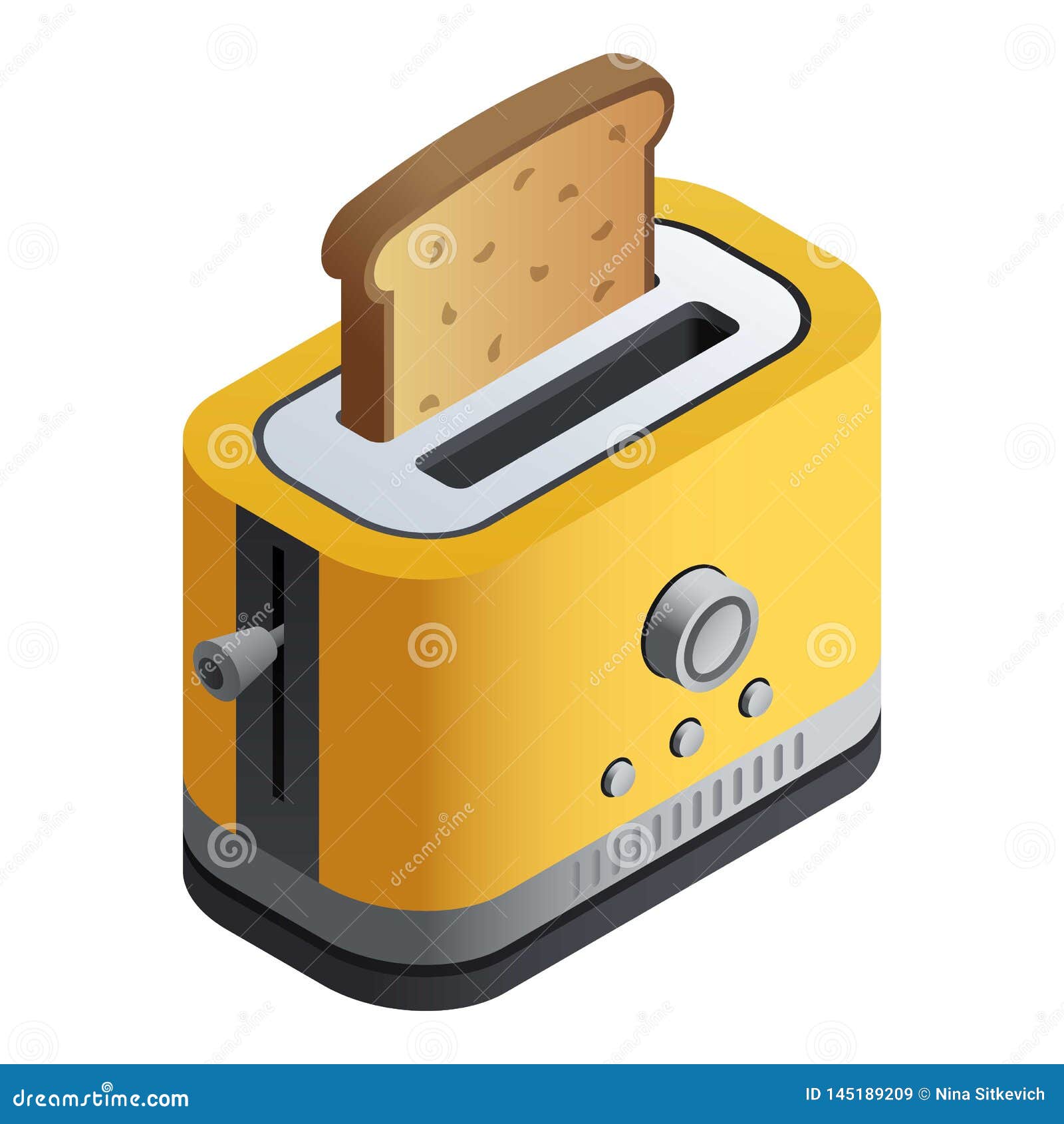 Yellow Toaster Icon, Isometric Style Stock Vector - Illustration of ...