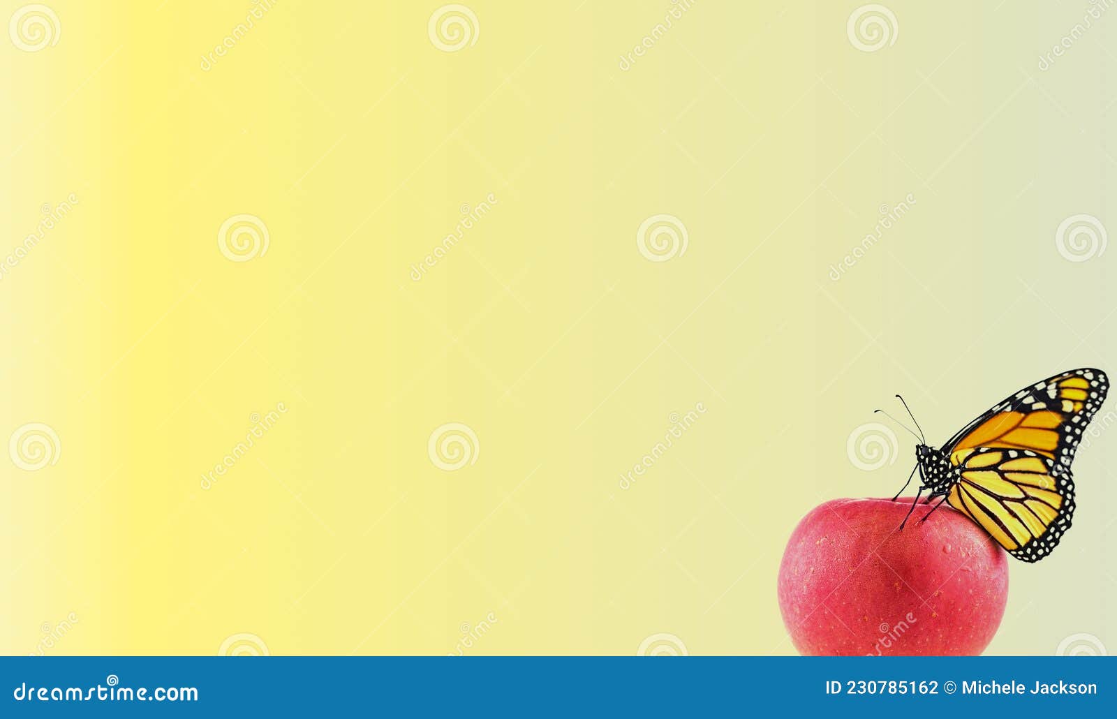 Yellow Toned Gradient with Butterfly on Apple Stock Photo - Image of ...