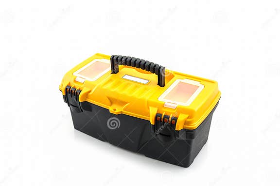 Yellow Tool Box, Plastic Tool Box. Stock Image - Image of electronic ...