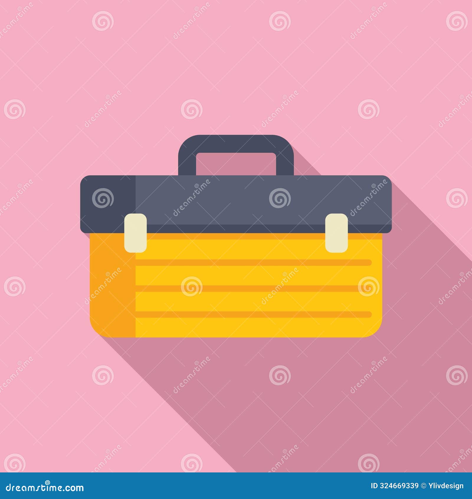 Yellow Tool Box In Flat Style. Construction Toolbox Vector Icon ...