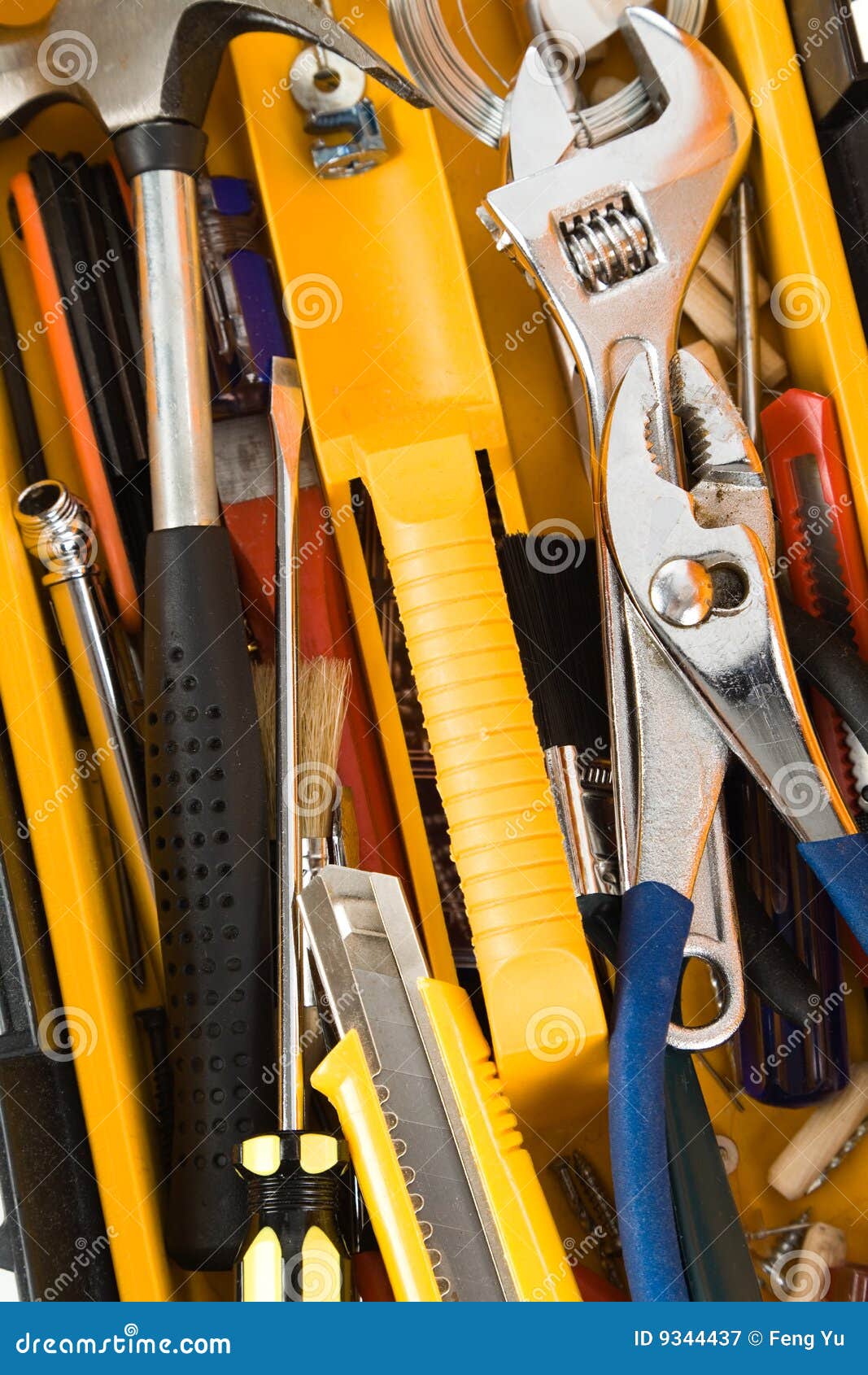 Yellow Toolbox stock image. Image of equipment, hammer - 9344437