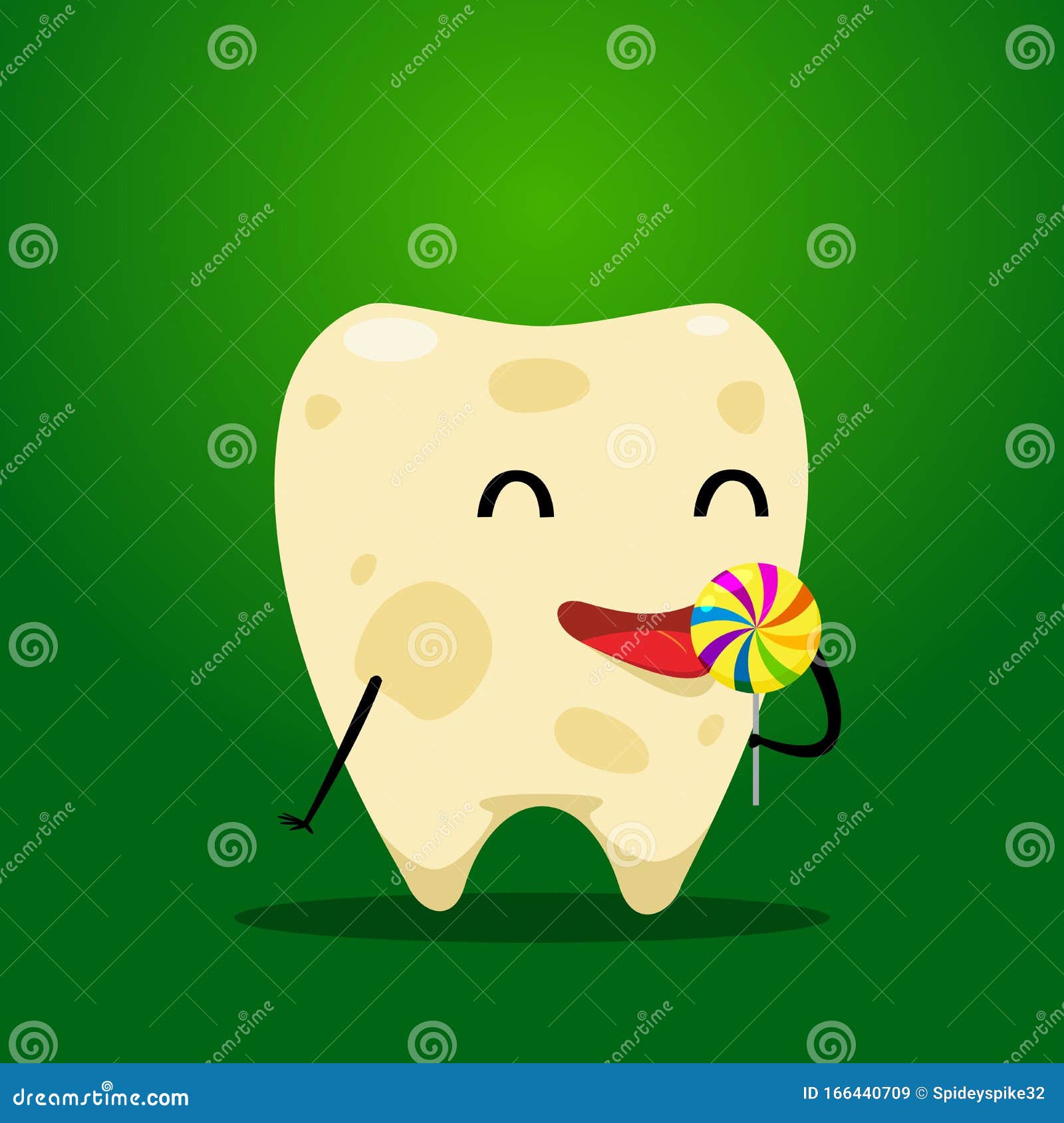 Yellow Tooth is Eating a Candy Stock Illustration - Illustration of ...