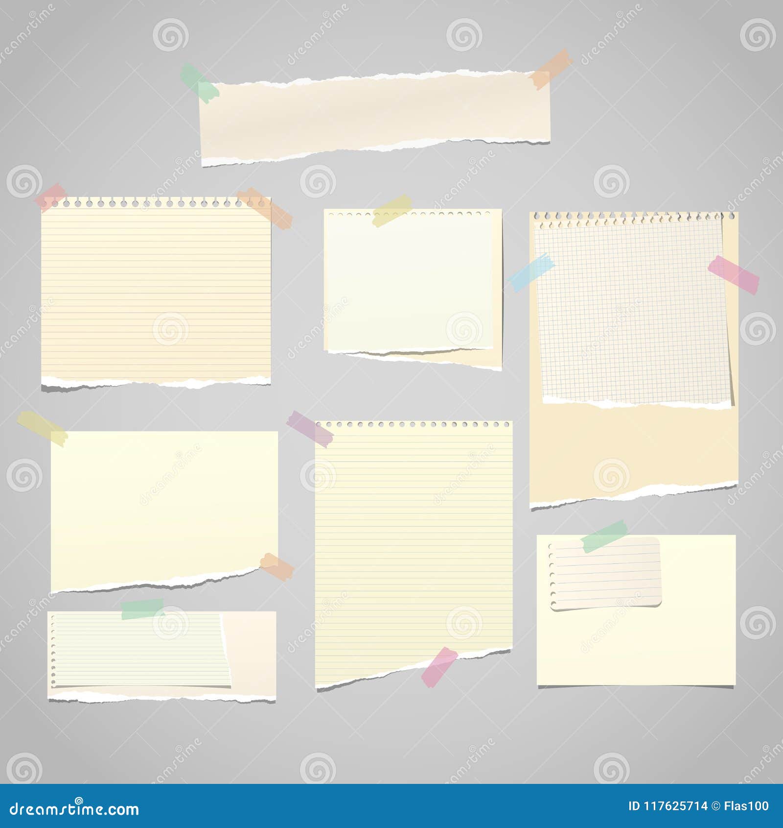 Yellow Torn Note, Notebook Paper Pieces for Text Stuck with Sticky Tape ...