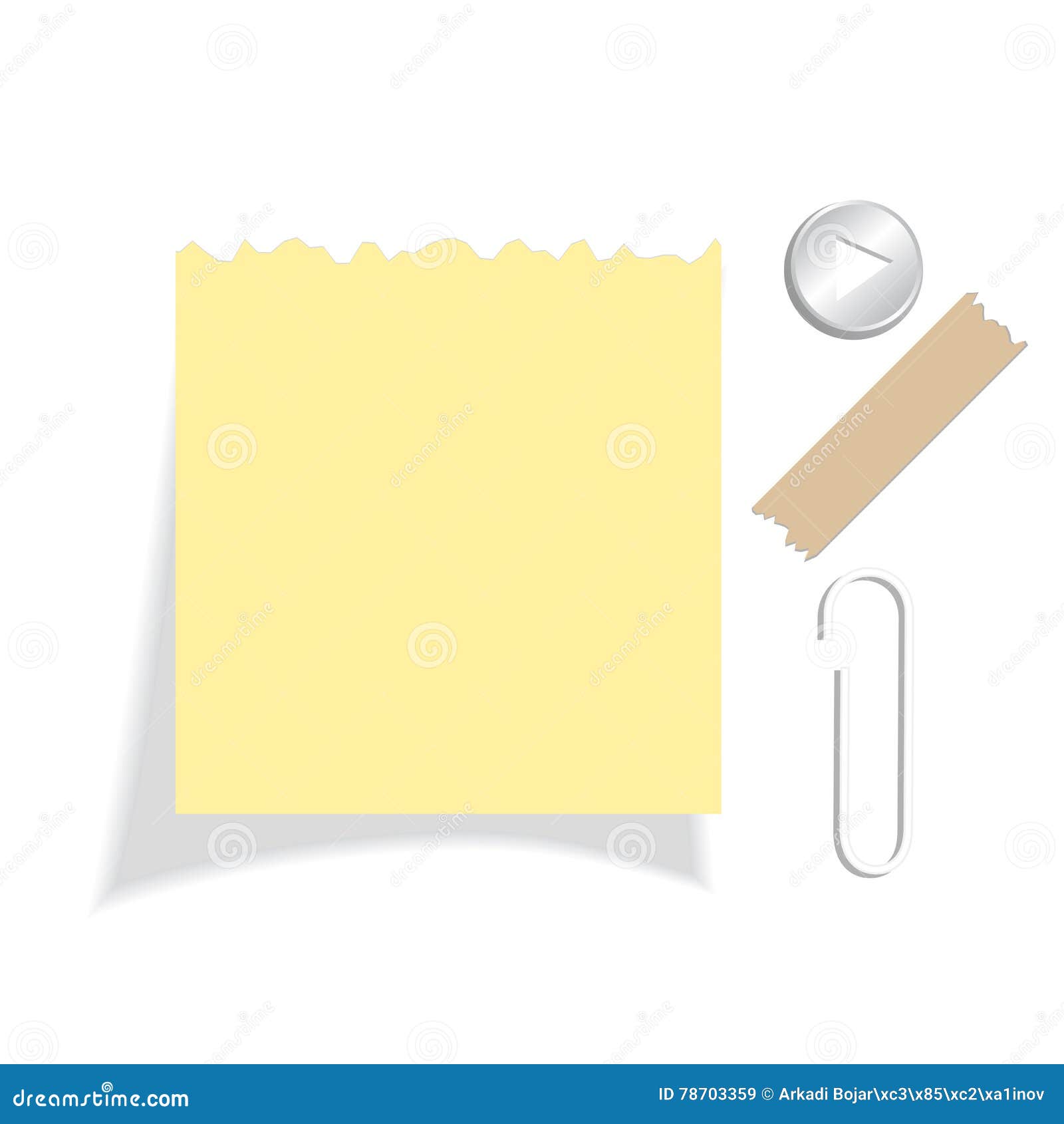 Yellow torn note paper stock vector. Illustration of blank - 78703359