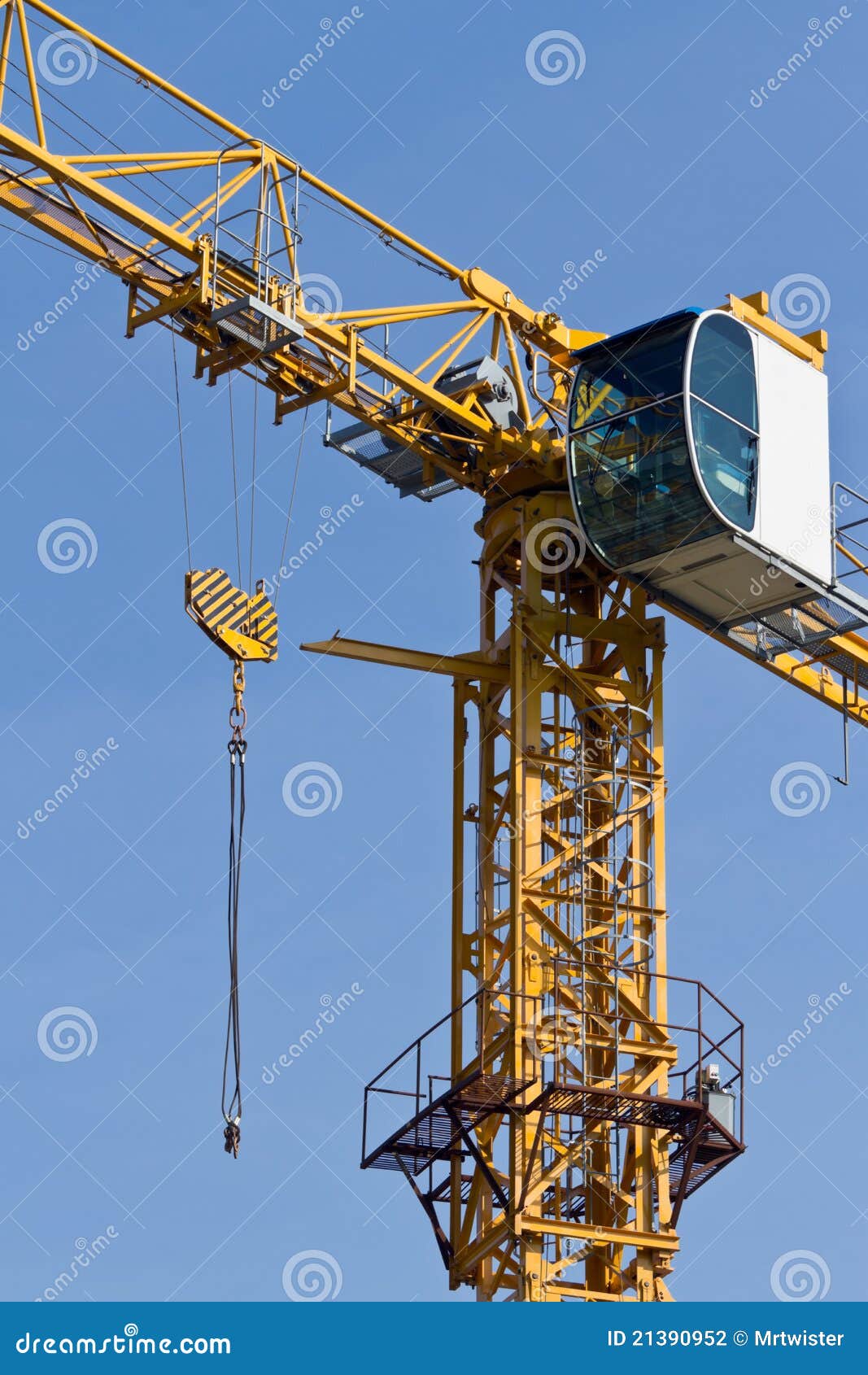 Yellow tower crane stock photo. Image of machinery, construction - 21390952