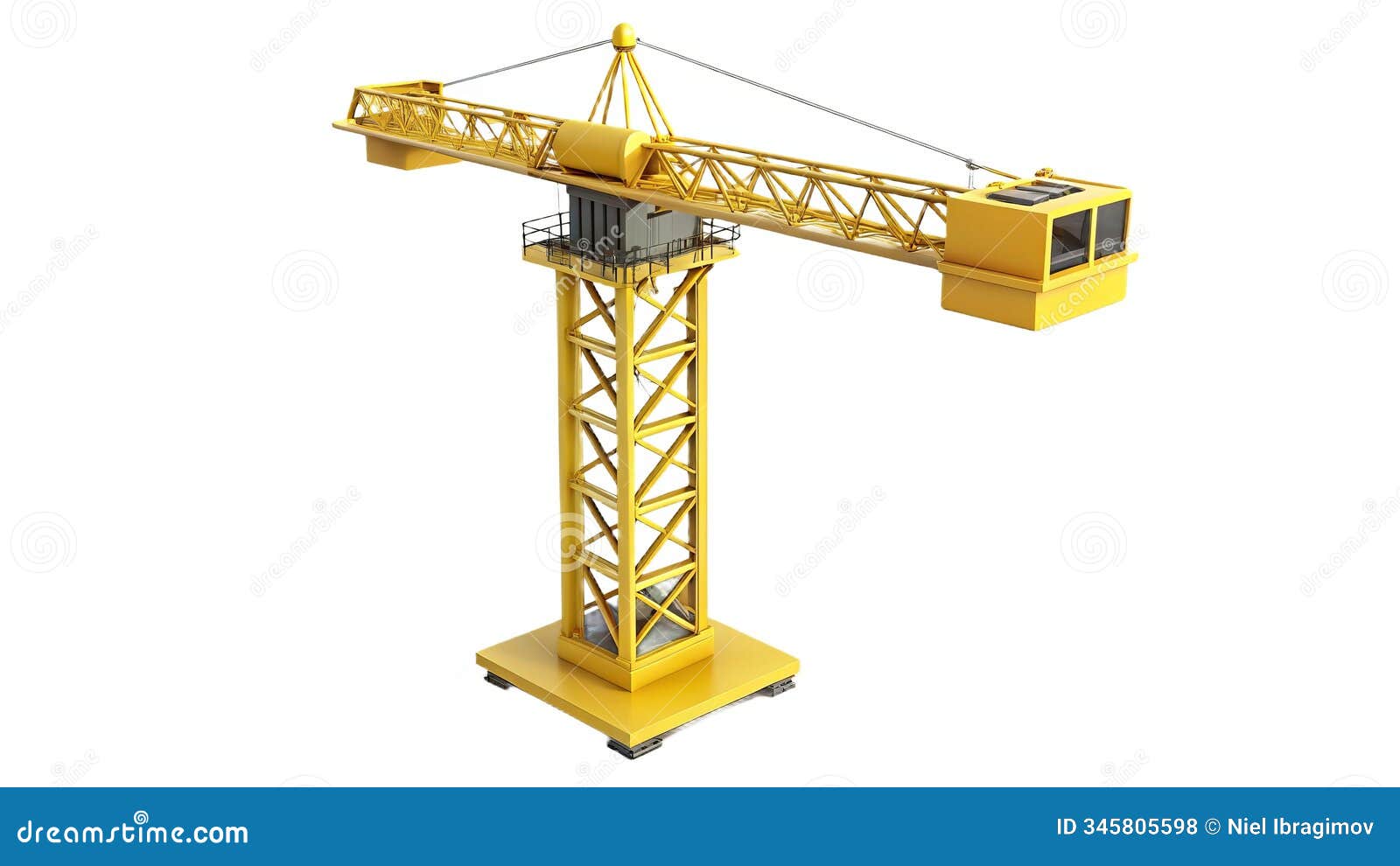 Yellow Tower Crane Isolated on White Background for Construction ...