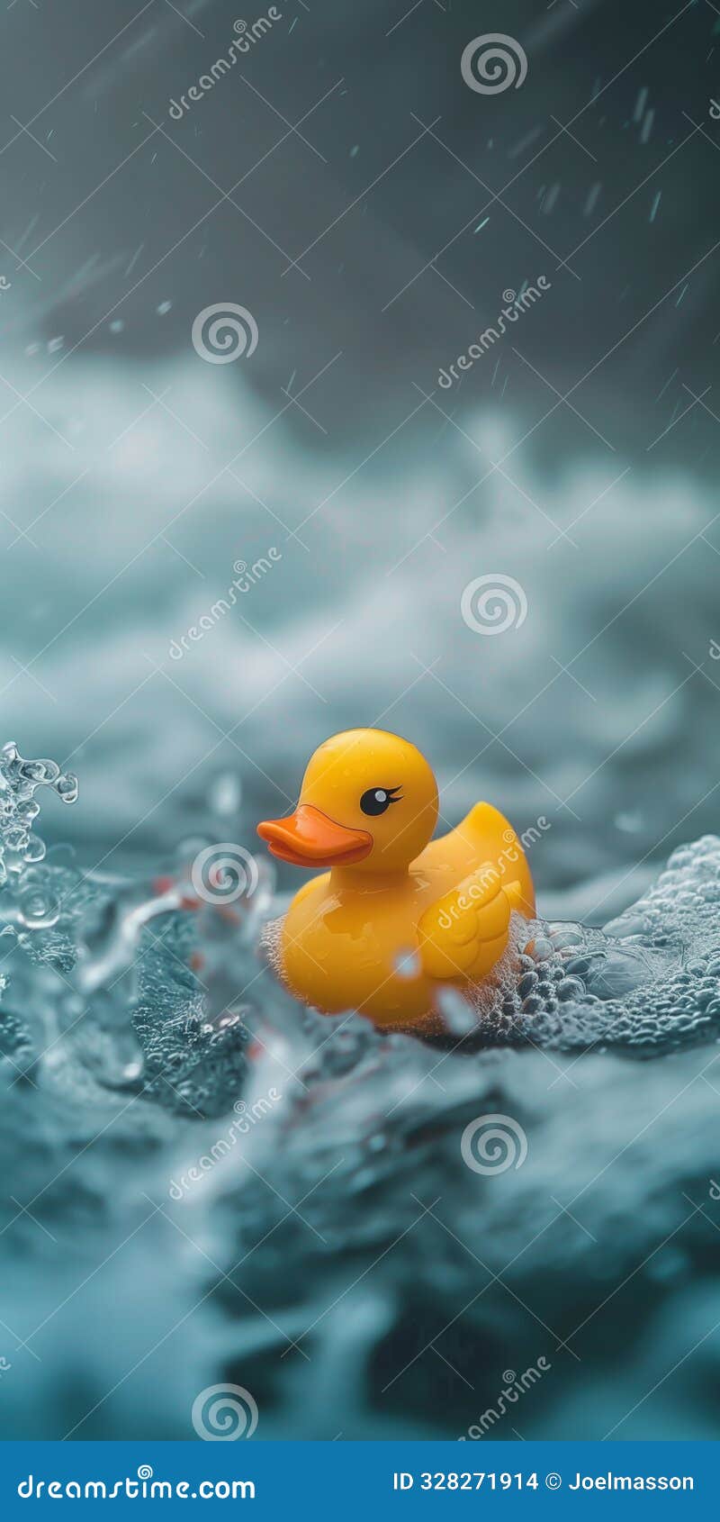 Yellow Toy Plastic Duck Floating in the Raging Ocean Water Stock ...