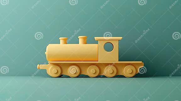 A Yellow Toy Train on a Teal Background Stock Illustration ...