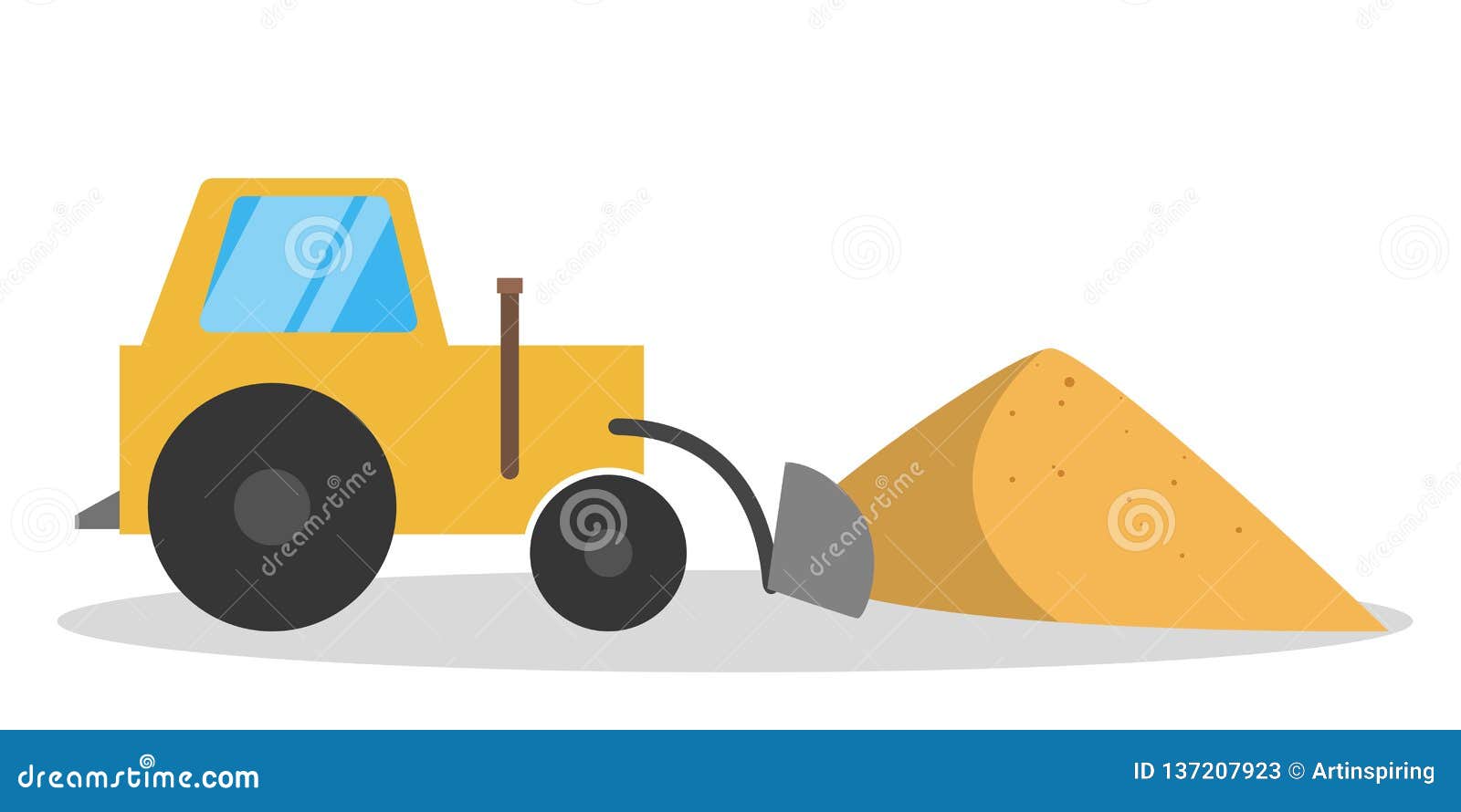 Yellow Tractor or Bulldozer at the Sand Stack Stock Vector ...