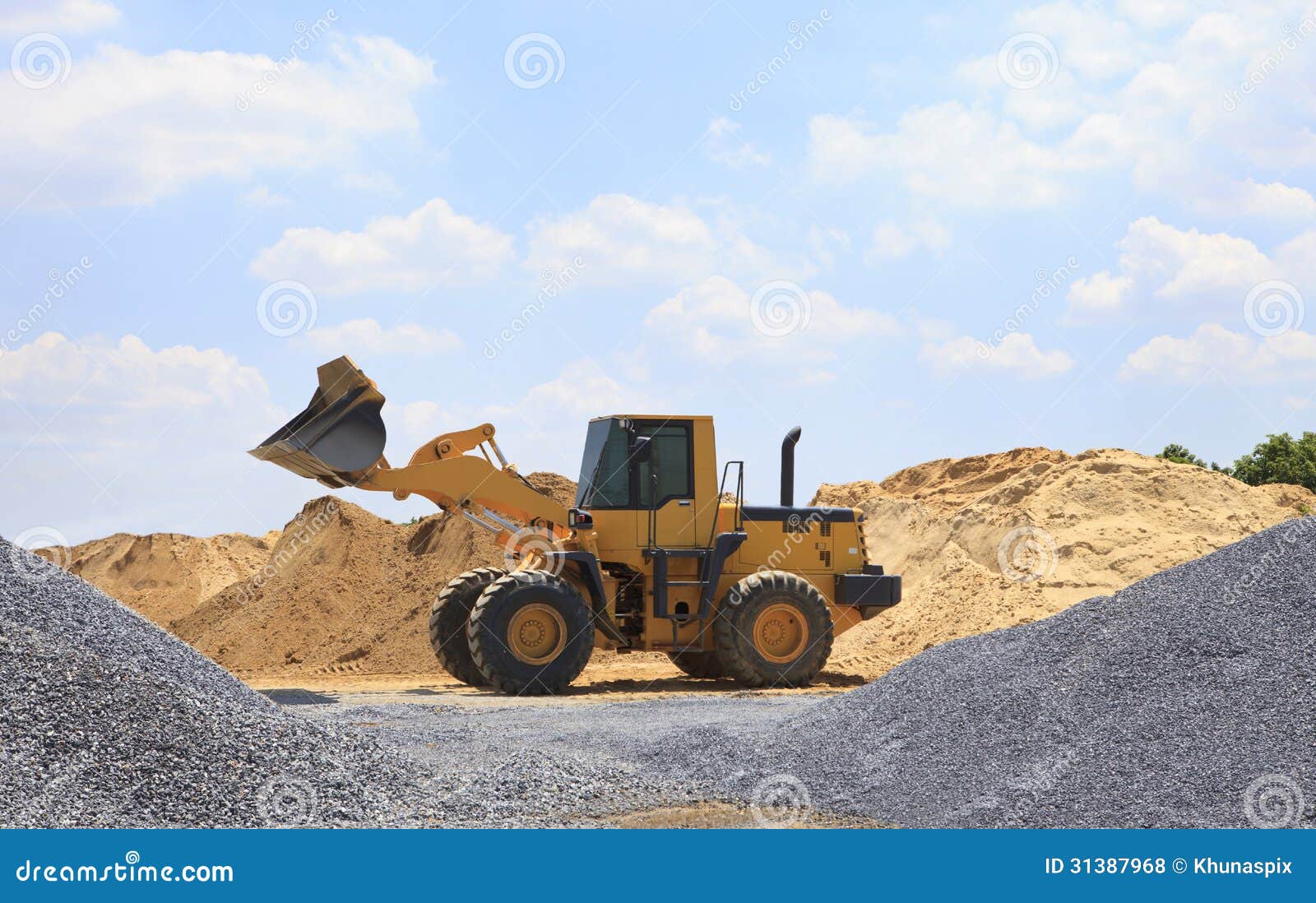 Yellow Tractor on Construction Site Stock Photo - Image of outdoors ...