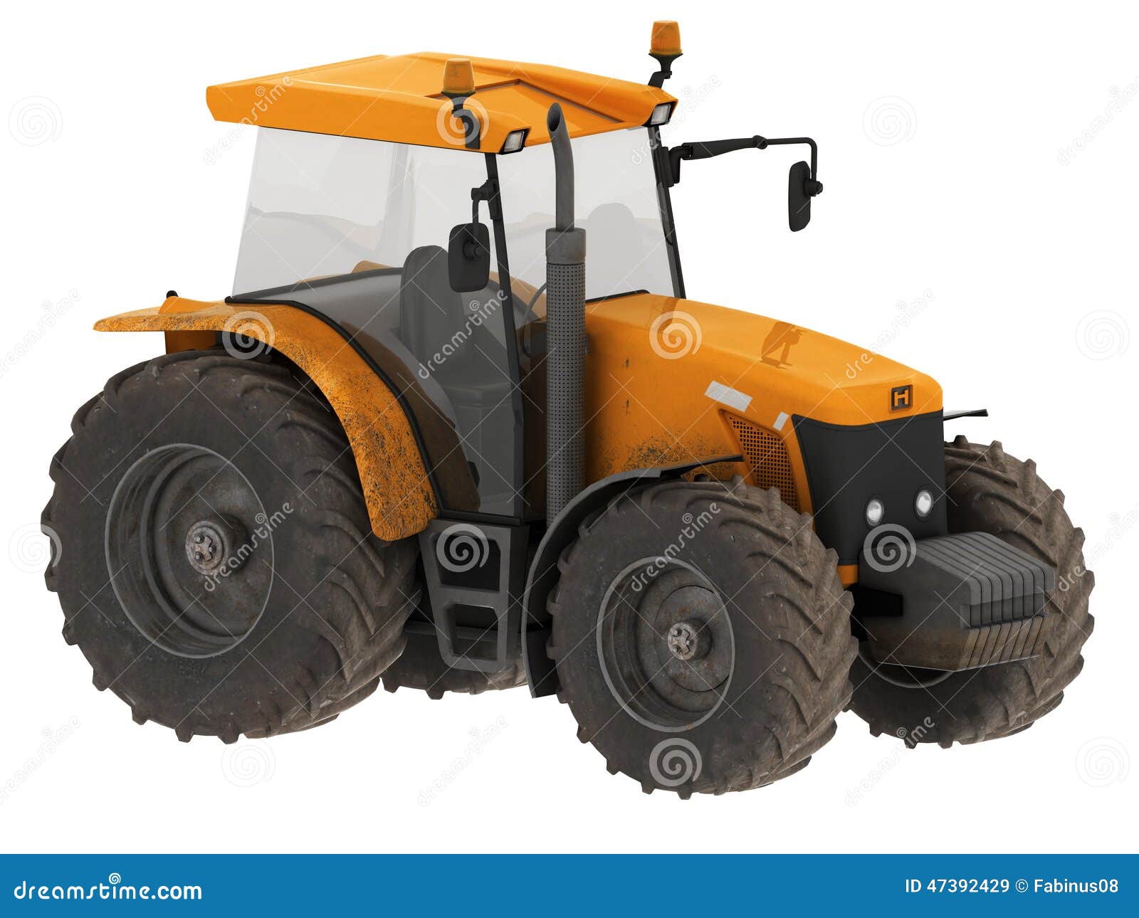 Yellow tractor isolated stock image. Image of white, power - 47392429