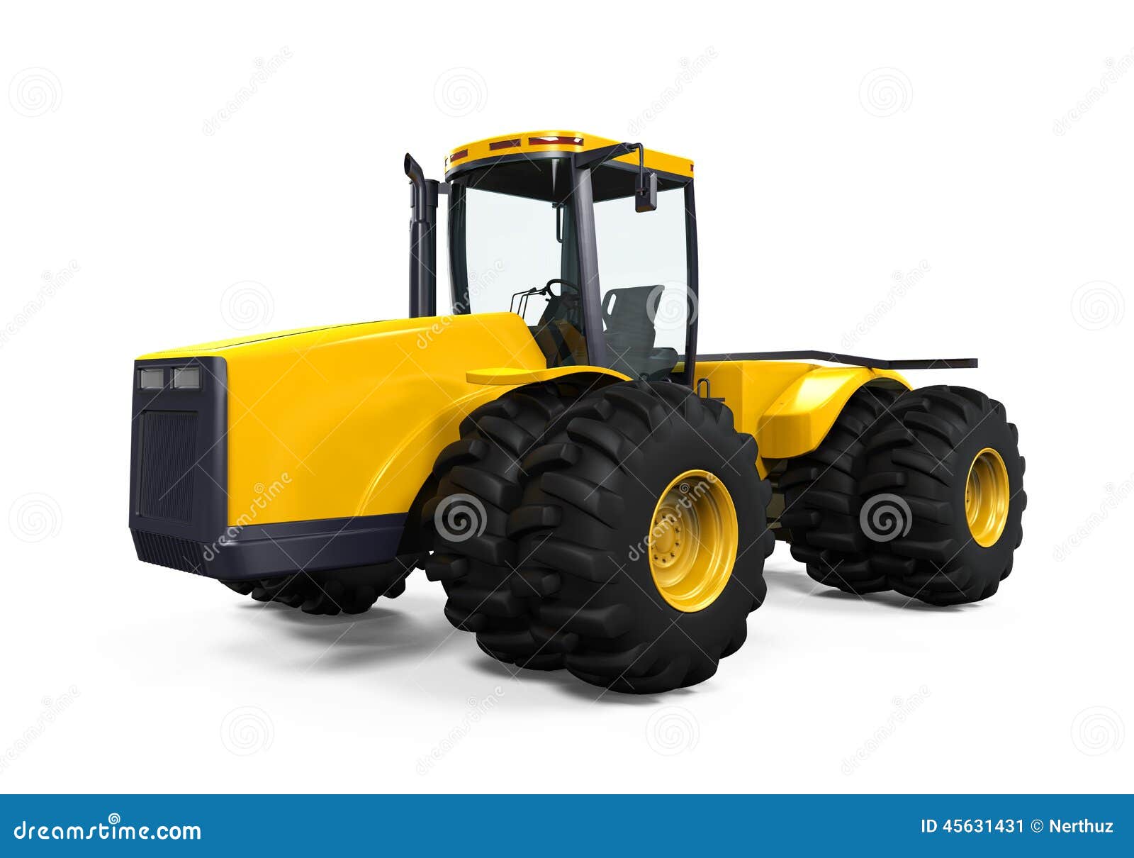 Yellow Tractor Isolated stock illustration. Illustration of machinery ...