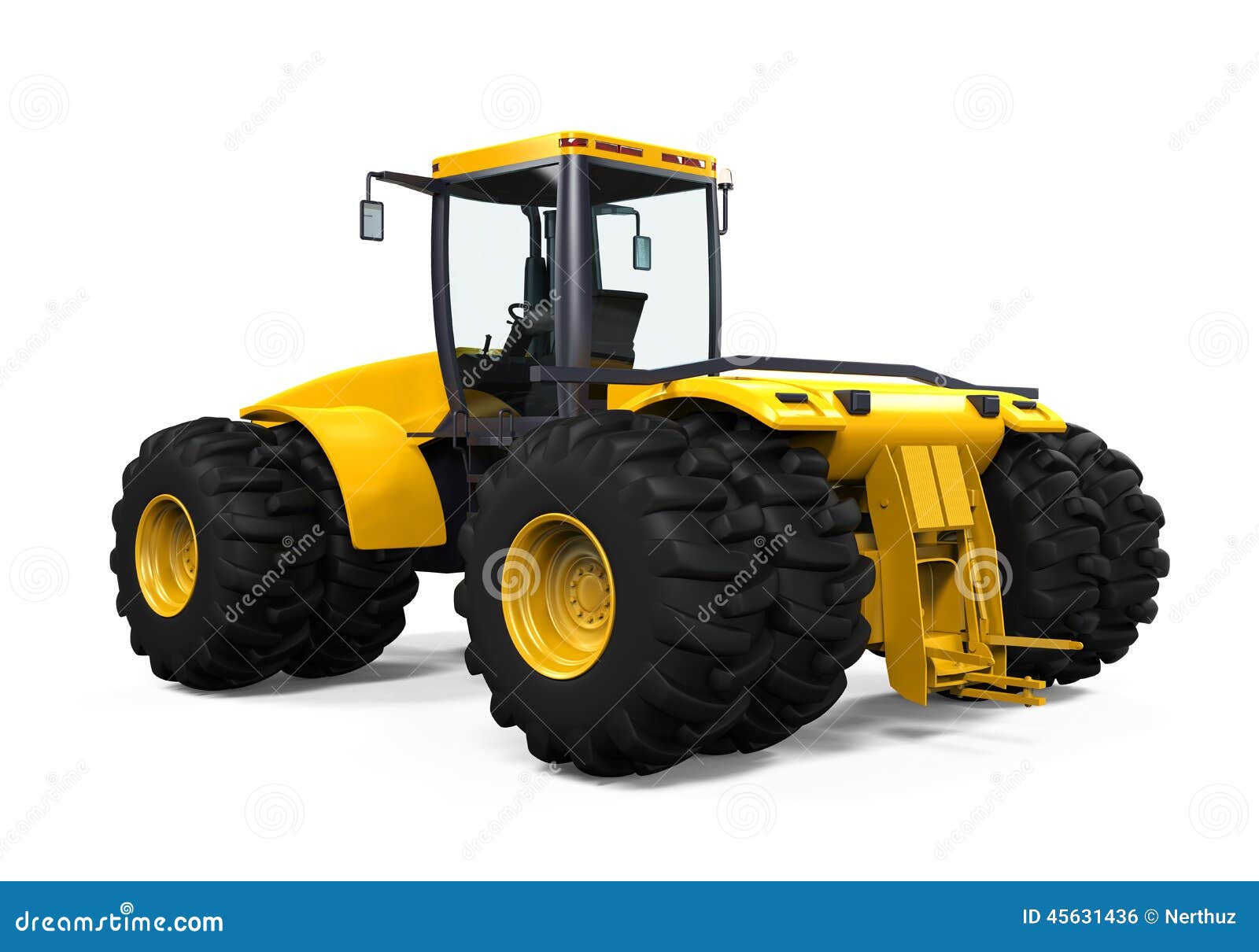 Yellow Tractor With Additional Options. Vector Illustration On White ...