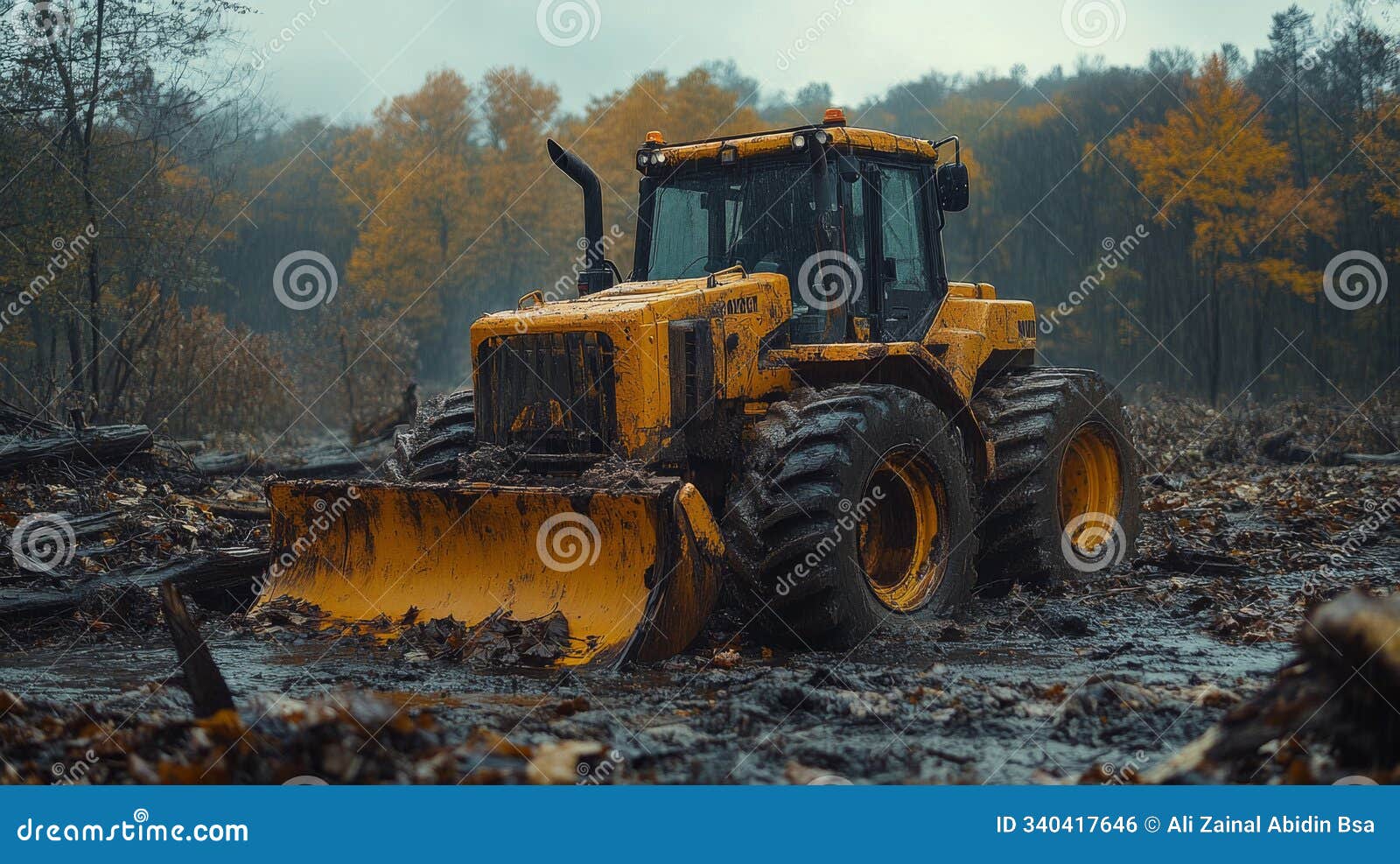 Yellow Tractor Stuck in Mud Stock Illustration - Illustration of motion ...