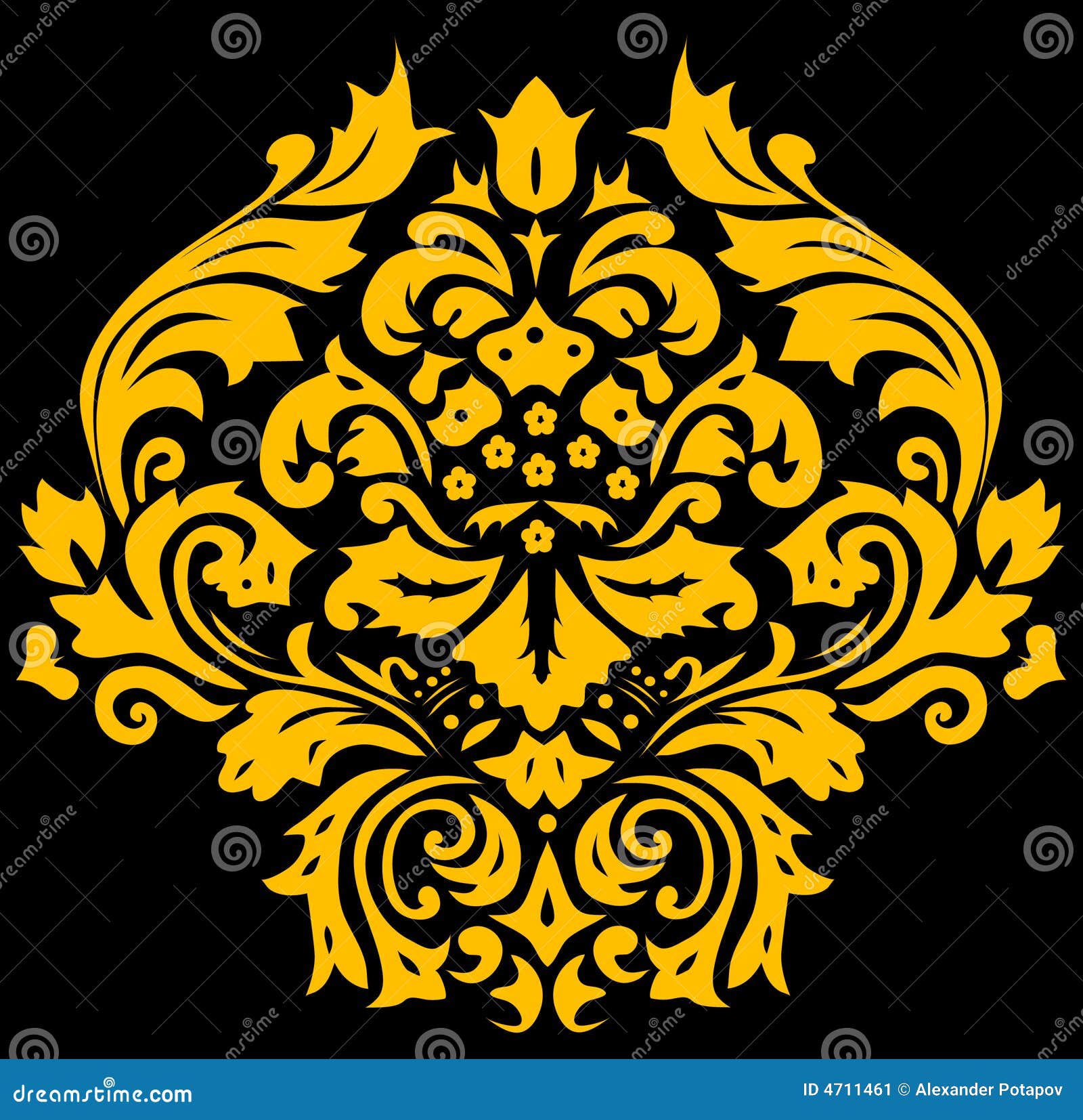 Yellow Traditional Decoration Stock Illustration - Illustration of ...