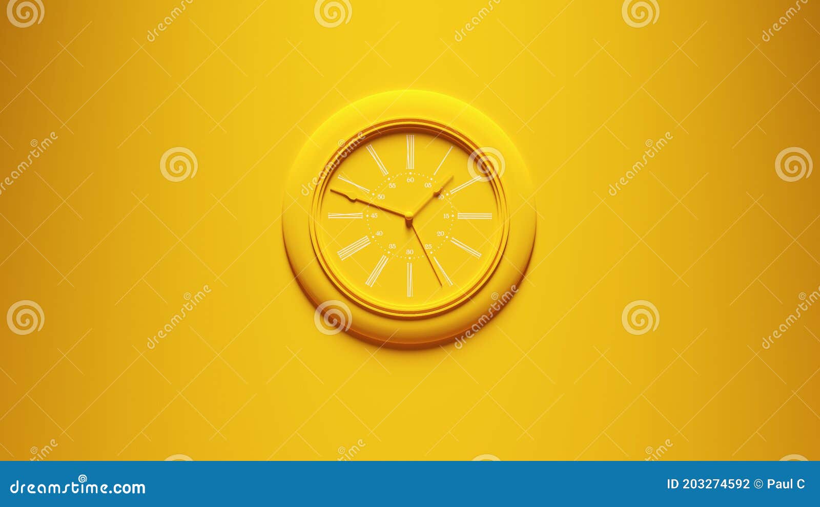 Yellow Traditional Home Wall Clock Stock Photo - Image of fourth ...