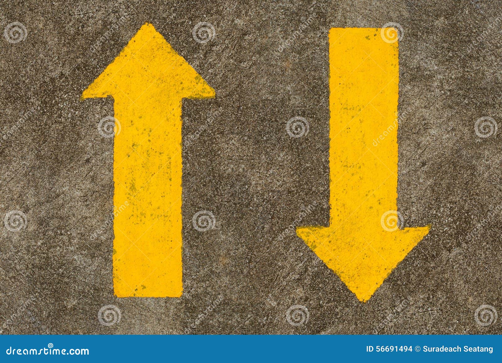 Yellow traffic arrow sign stock photo. Image of black - 56691494