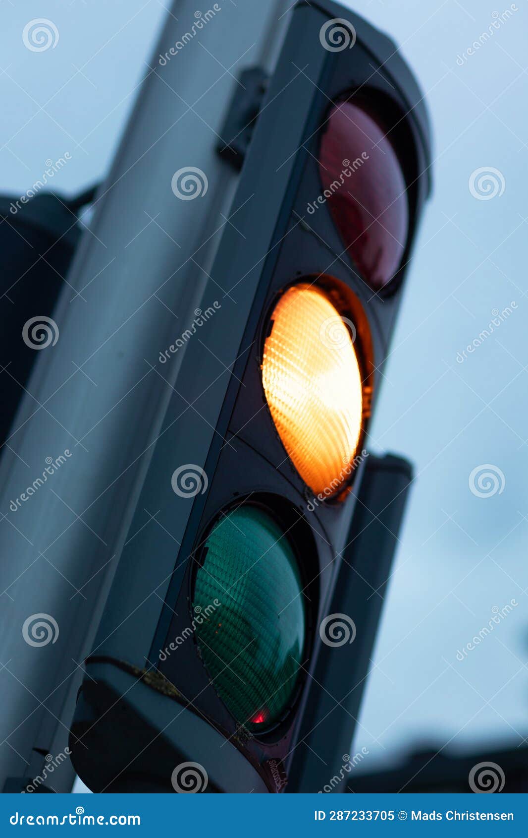 Yellow Traffic Light during Late Hours in Copenhagen, Denmark Stock ...