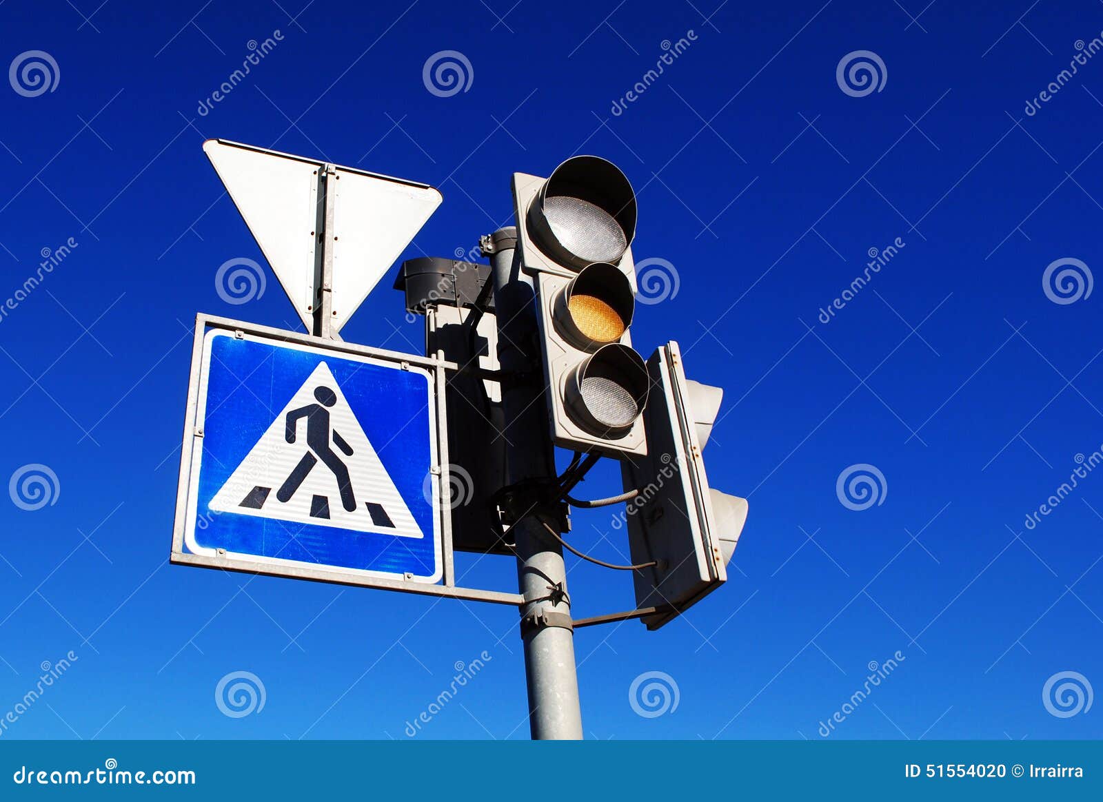 Yellow traffic light stock photo. Image of traffic, blue - 51554020