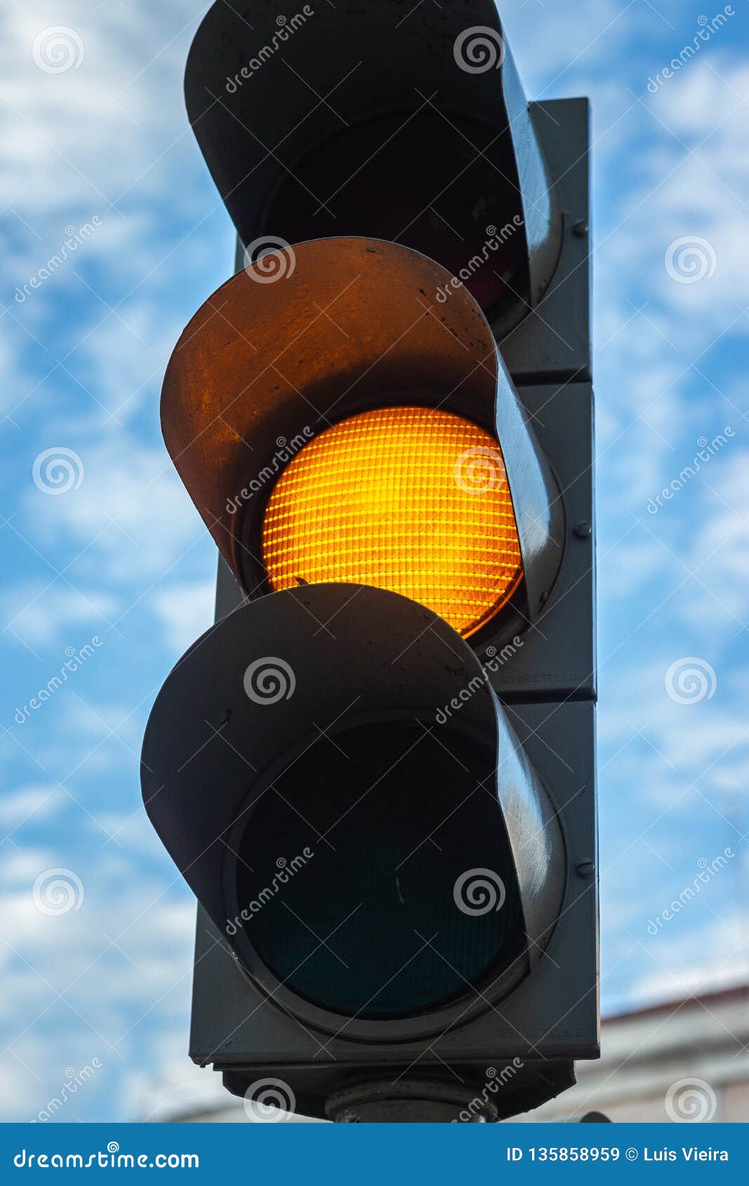 Yellow traffic light stock image. Image of caution, danger - 135858959