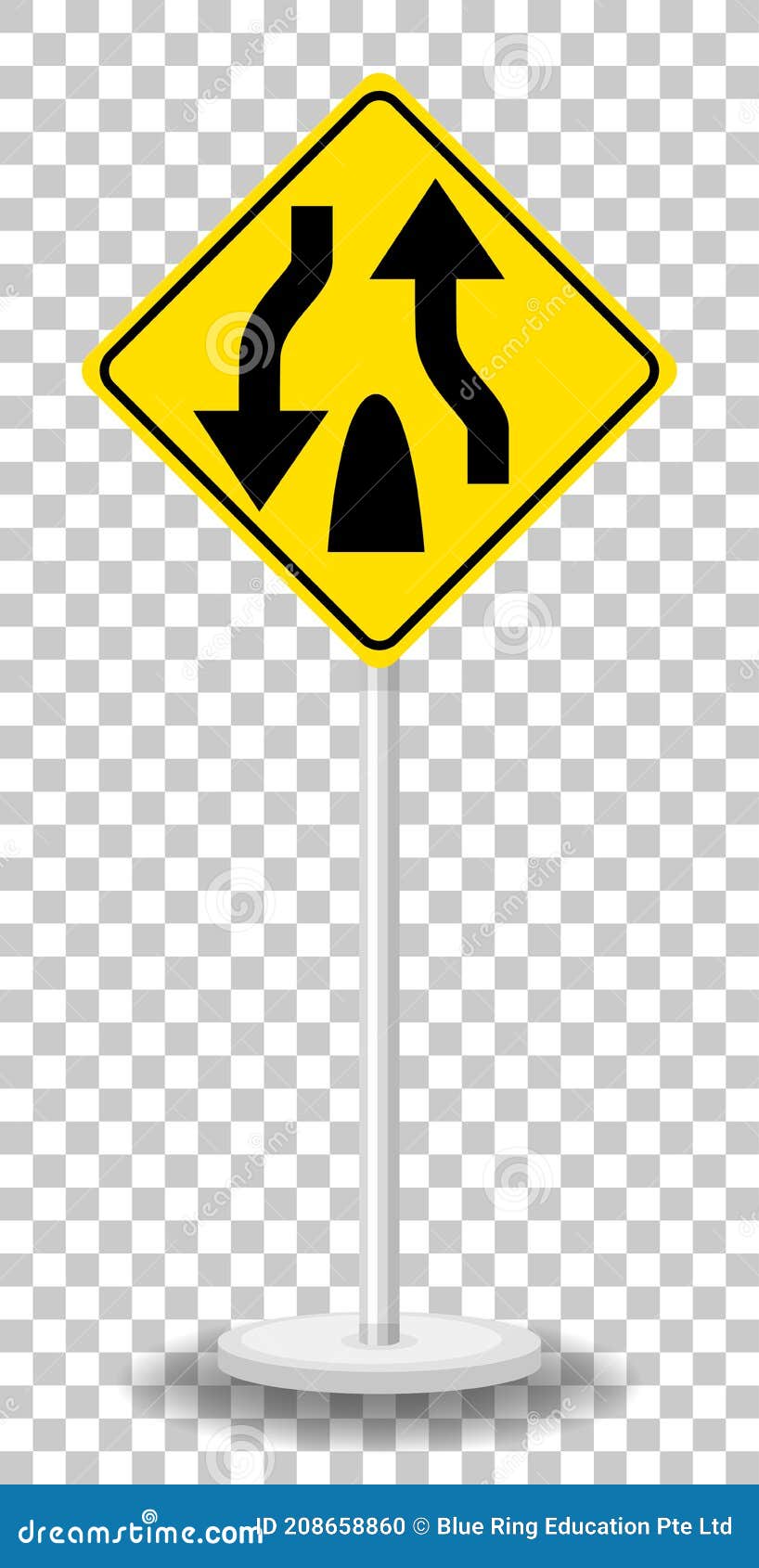 Yellow Traffic Warning Sign on Transparent Background Stock Vector ...
