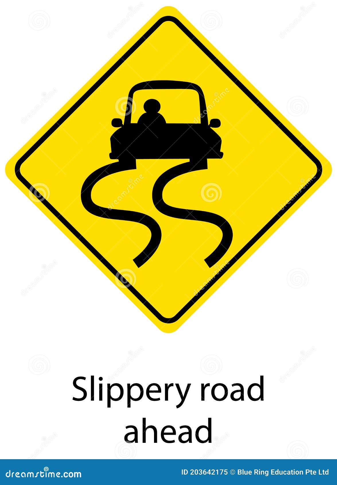 Yellow Traffic Warning Sign on White Background Stock Vector ...