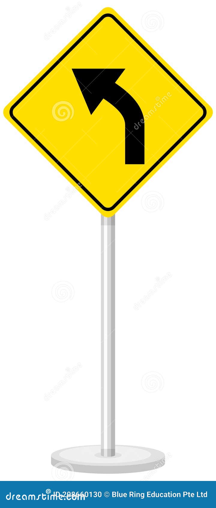 Yellow Traffic Warning Sign on White Background Stock Vector ...