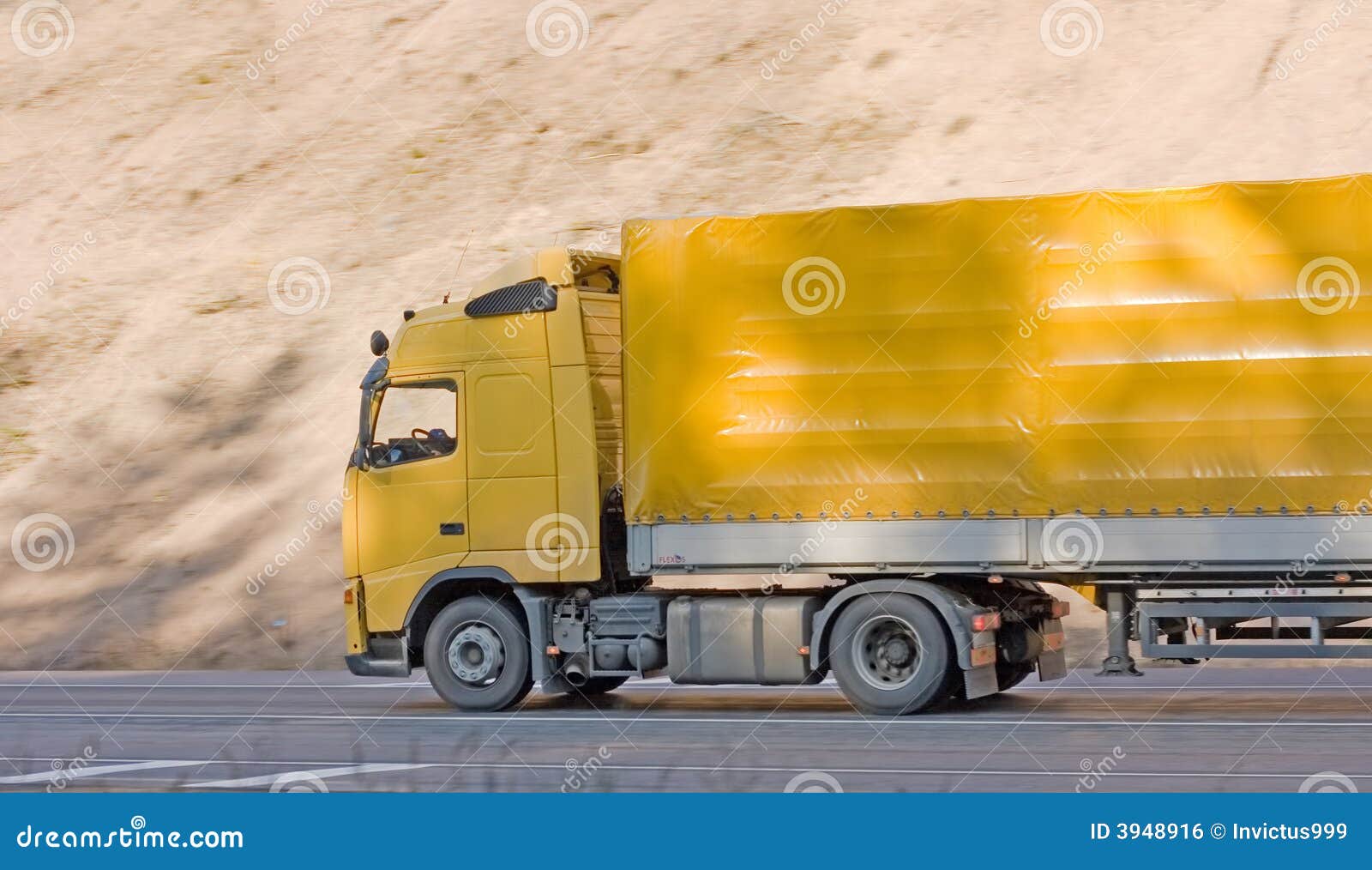 Yellow trailer truck stock photo. Image of advertising - 3948916