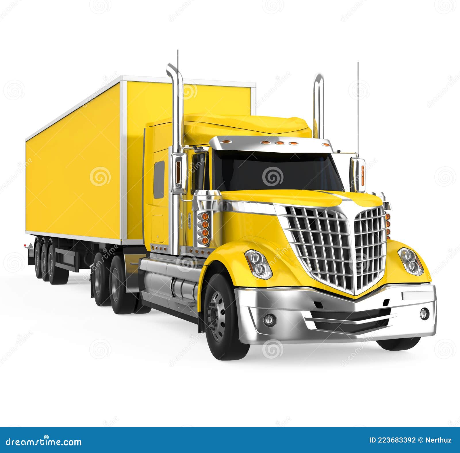 Yellow Trailer Truck Isolated Stock Illustration - Illustration of ...
