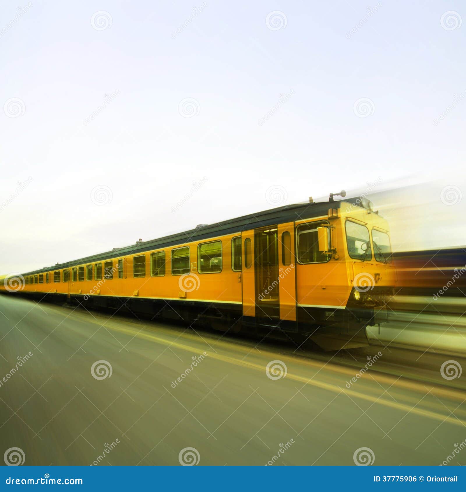 Yellow train in full speed stock photo. Image of travel - 37775906