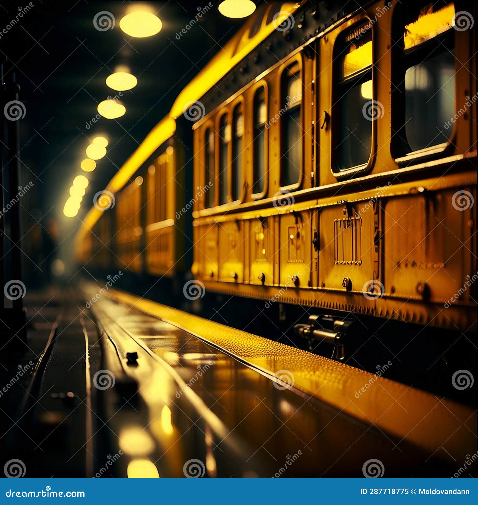 Yellow Train at the Station, Generative.ai Stock Illustration ...