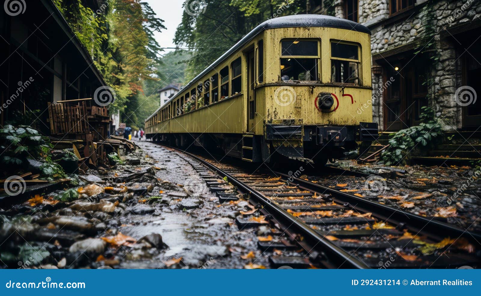 A Yellow Train on the Tracks Stock Illustration - Illustration of speed ...