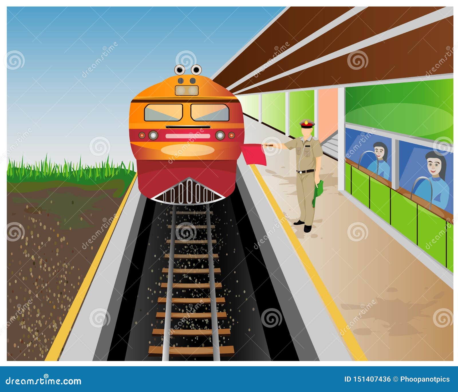 The yellow train stock vector. Illustration of channel - 151407436