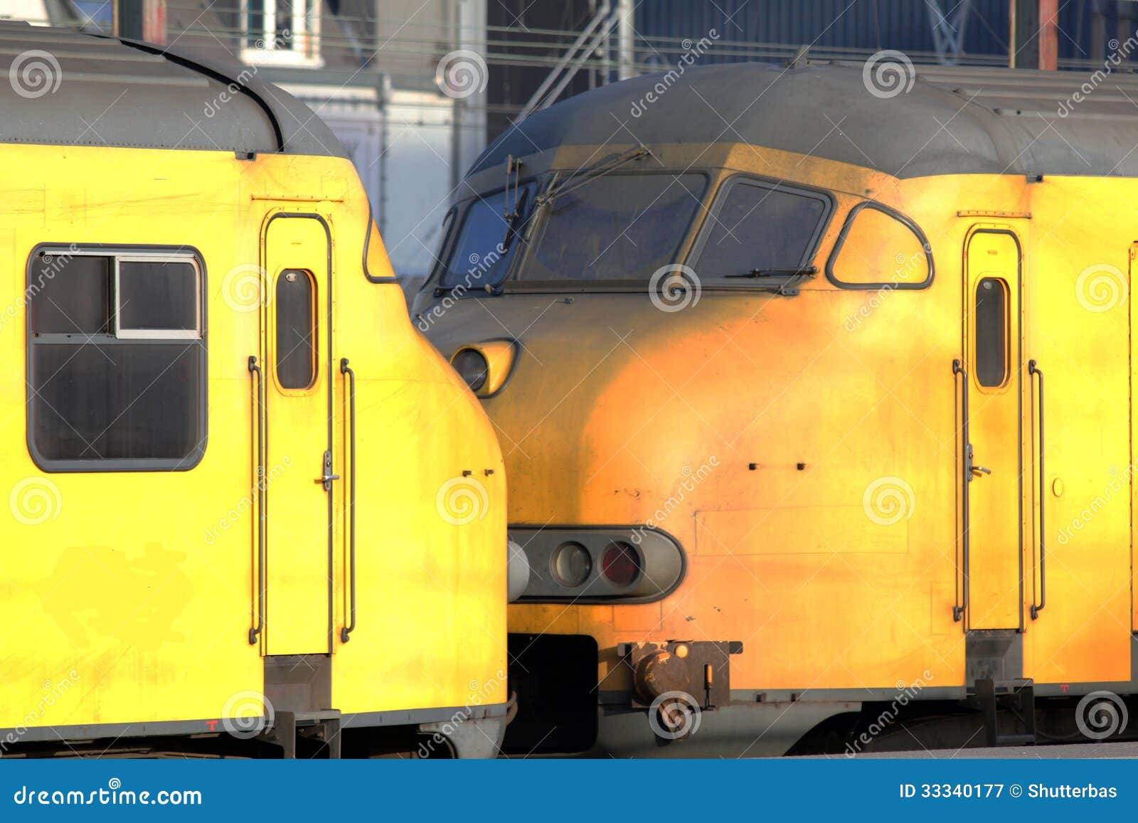 Yellow Trains Leaving Station Stock Image - Image of rail, industry ...