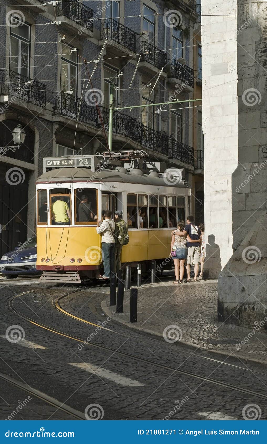 Yellow tram. stock image. Image of tram, electricity - 21881271