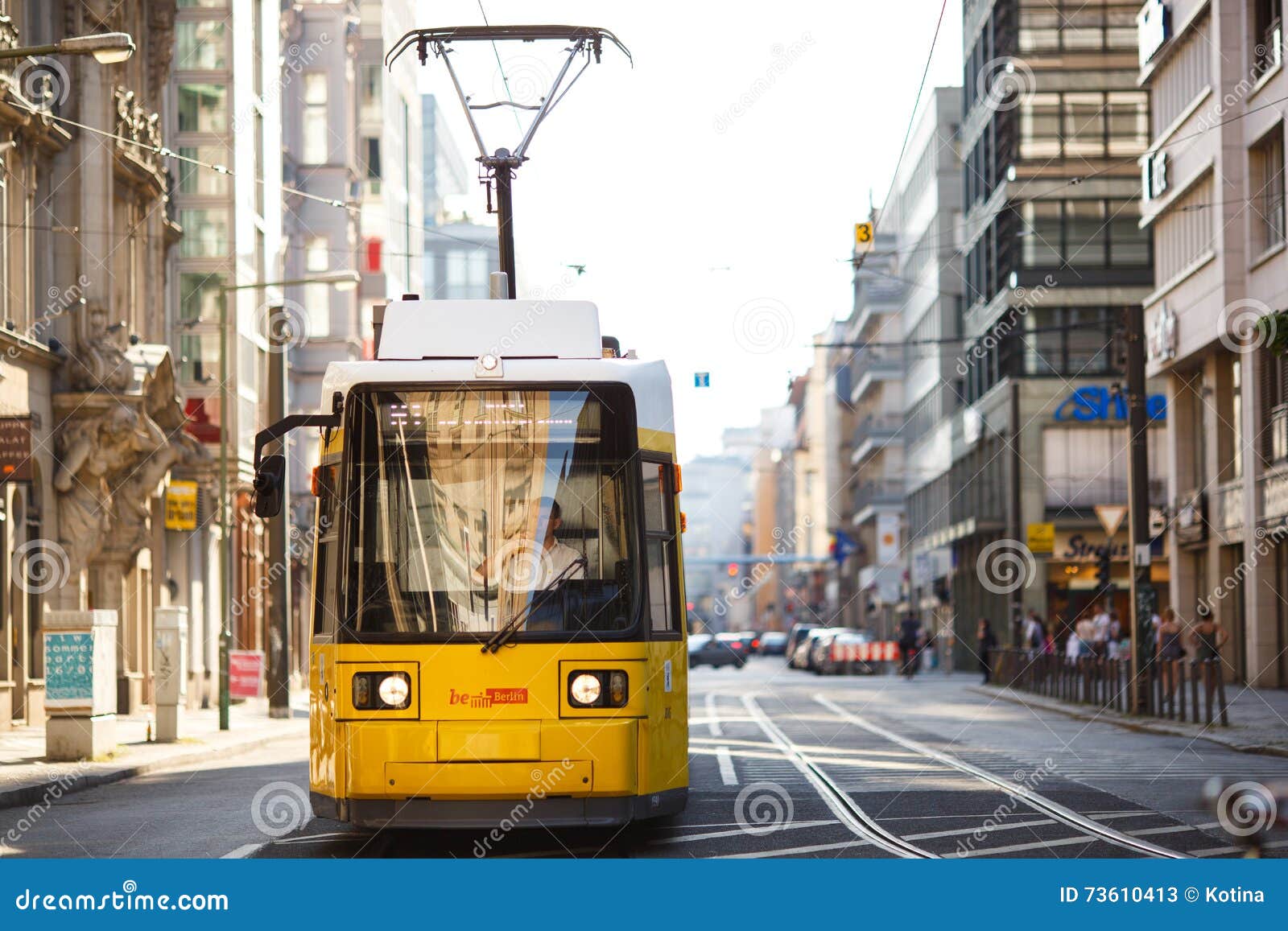 Yellow Tram in Berlin Mitte, Germany. Tramway Public Transport ...