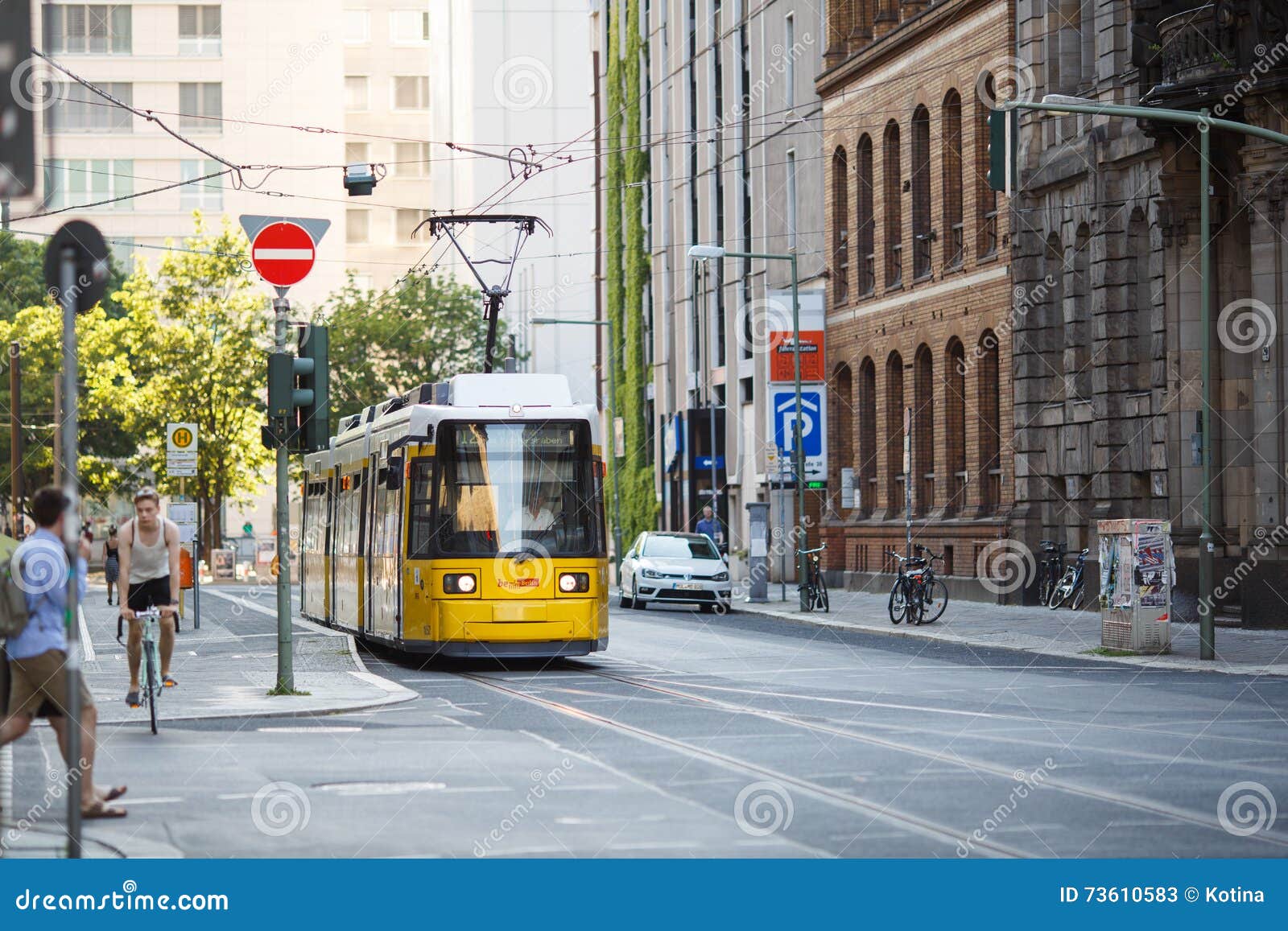 Yellow Tram in Berlin Mitte, Germany. Tramway Public Transport ...