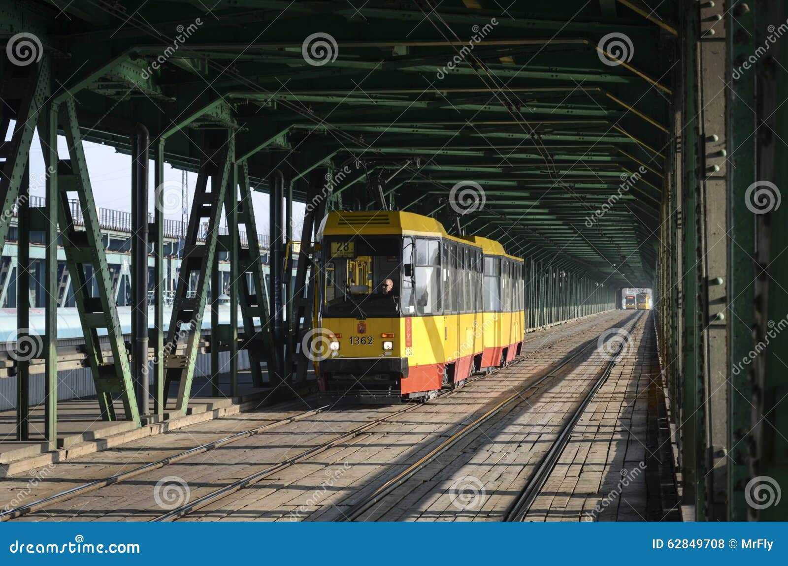 Yellow tram editorial stock photo. Image of motion, line - 62849708