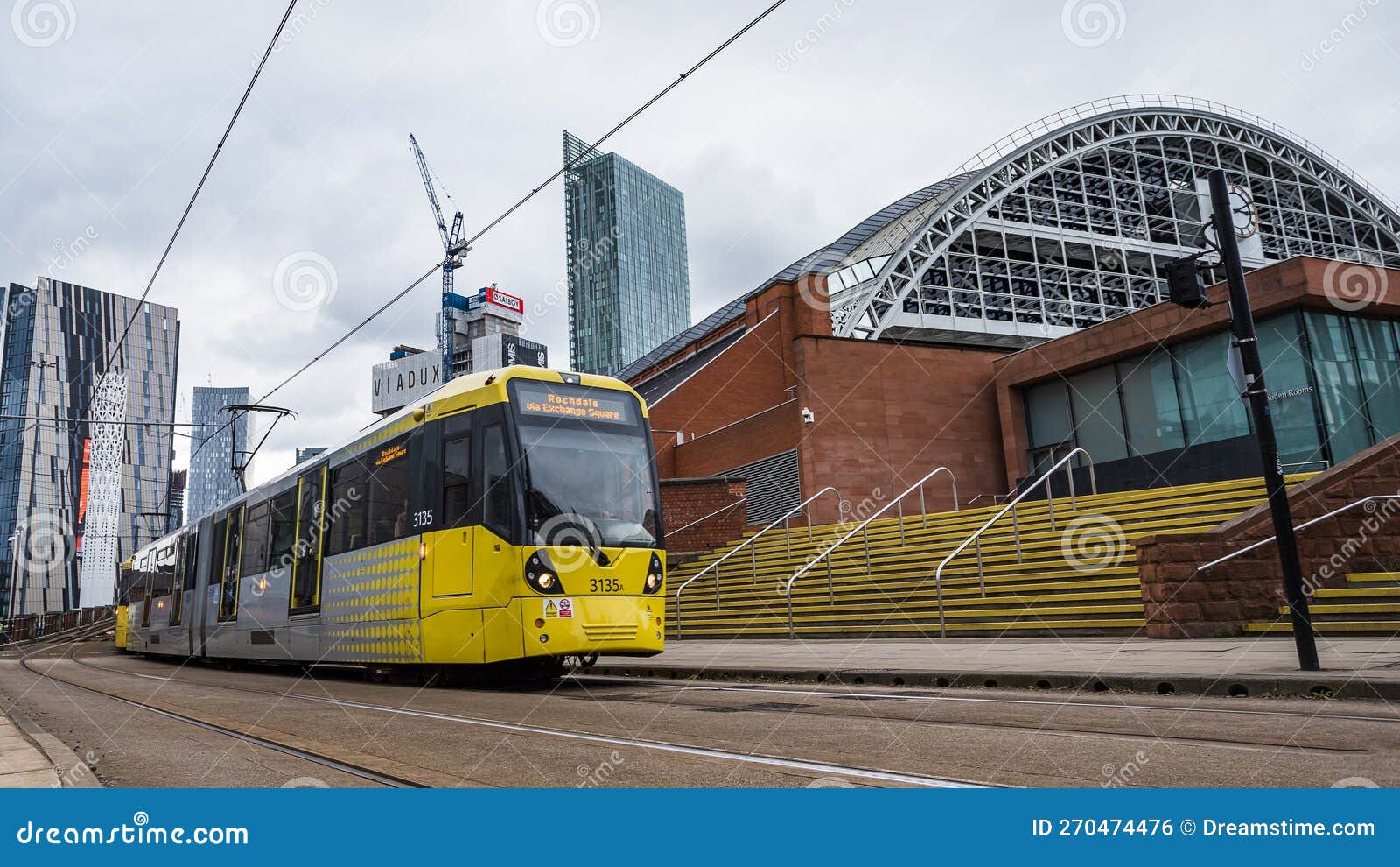 Yellow Tram Passing the Manchester Central Convention Complex Editorial ...