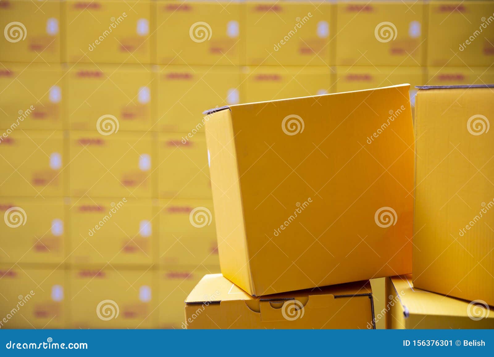 Yellow Transportation Boxes Packages Stock Image - Image of business ...