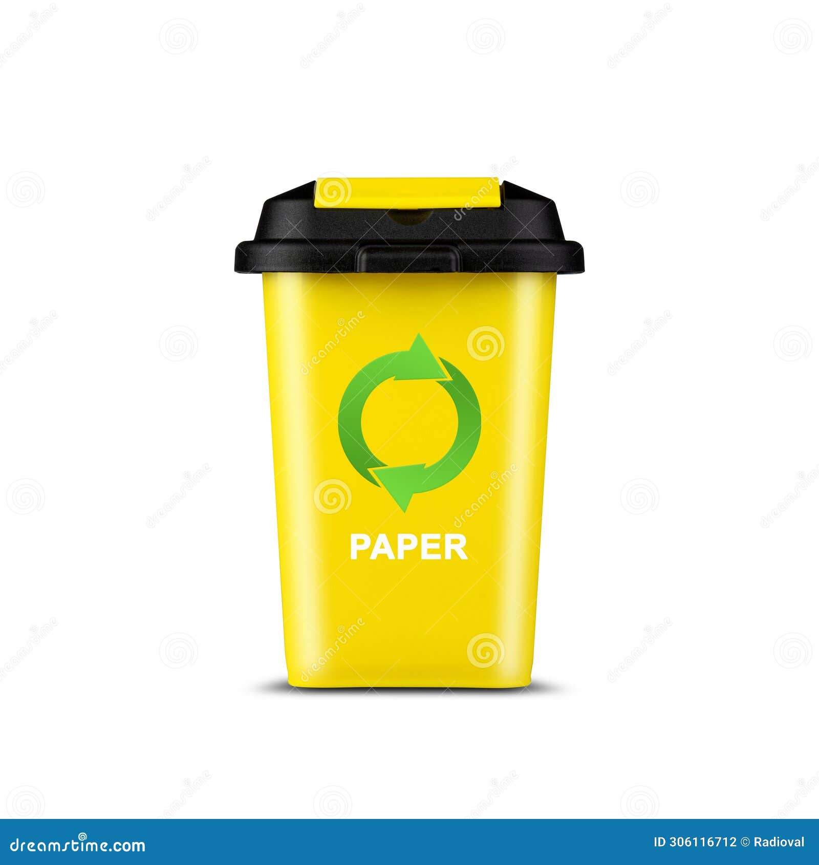 Yellow Trash Can With Plastic Waste Suitable For Recycling. Vector ...