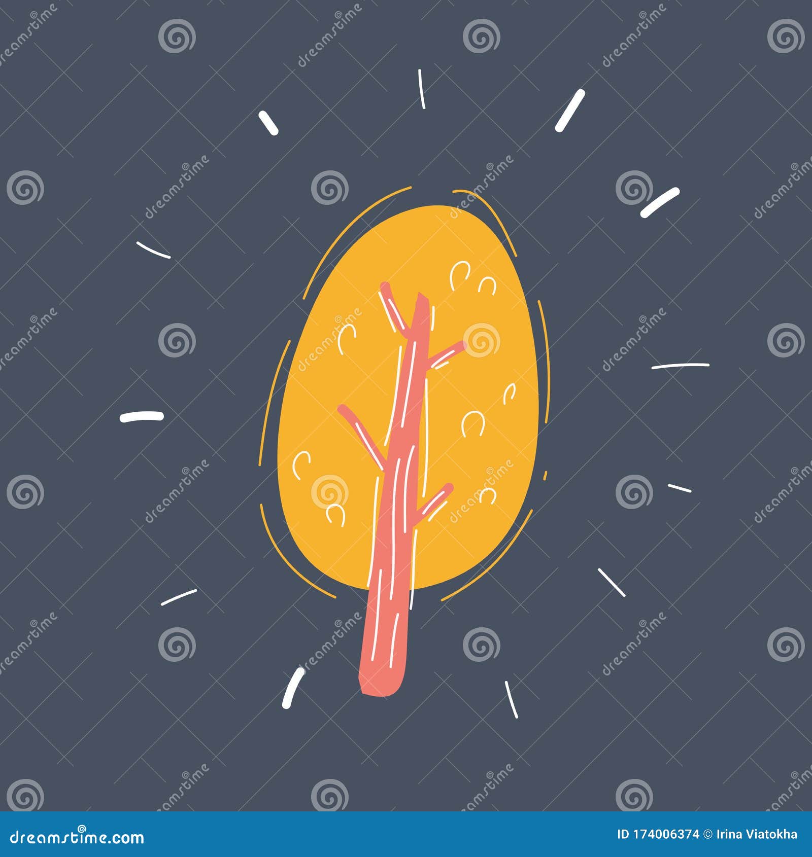 Yellow Tree Icon Isolated on Dark Background. Stock Vector ...